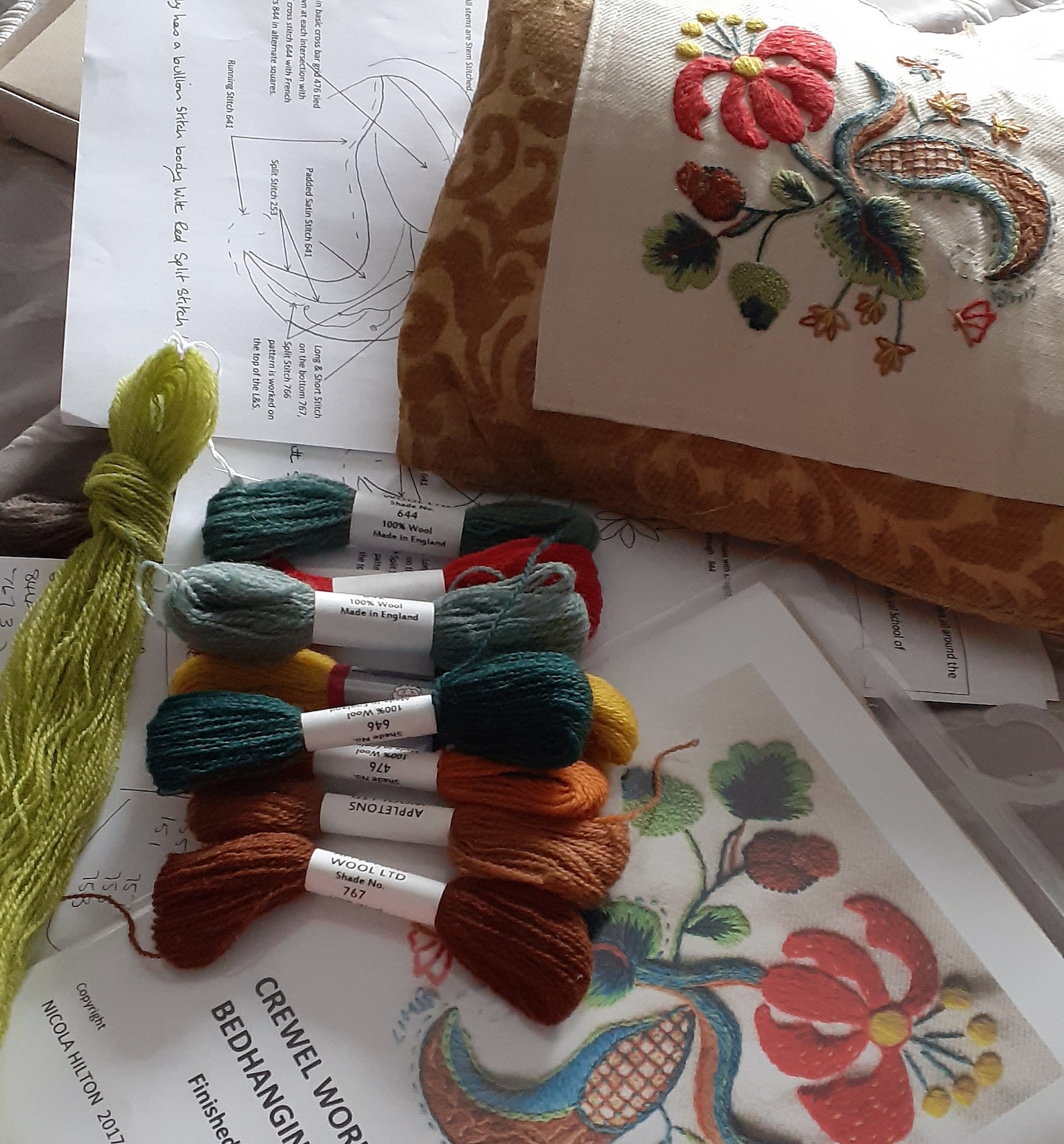 Crewel Work Floral Design Embroidery Kit - Etsy UK