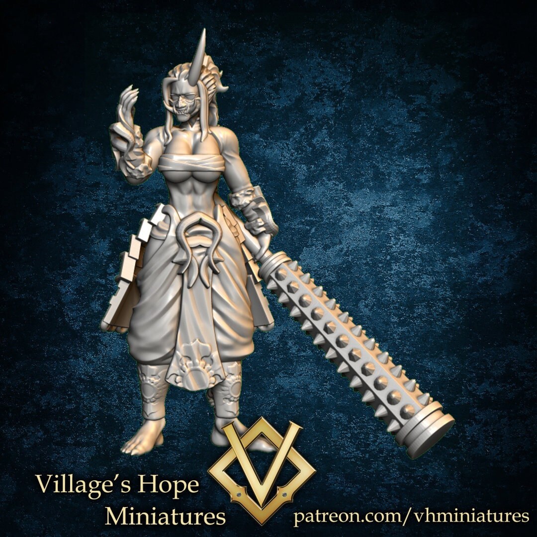 Oni Monster Girl 28mm Dnd Miniature - Etsy