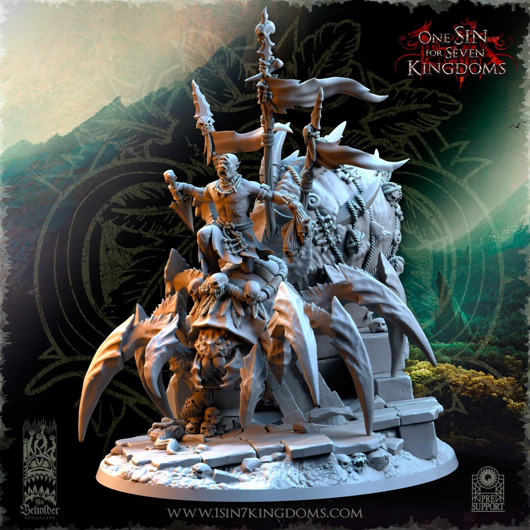 Salanaar Orcs - Shaman on Giant Spider - Beholder Miniatures - Etsy