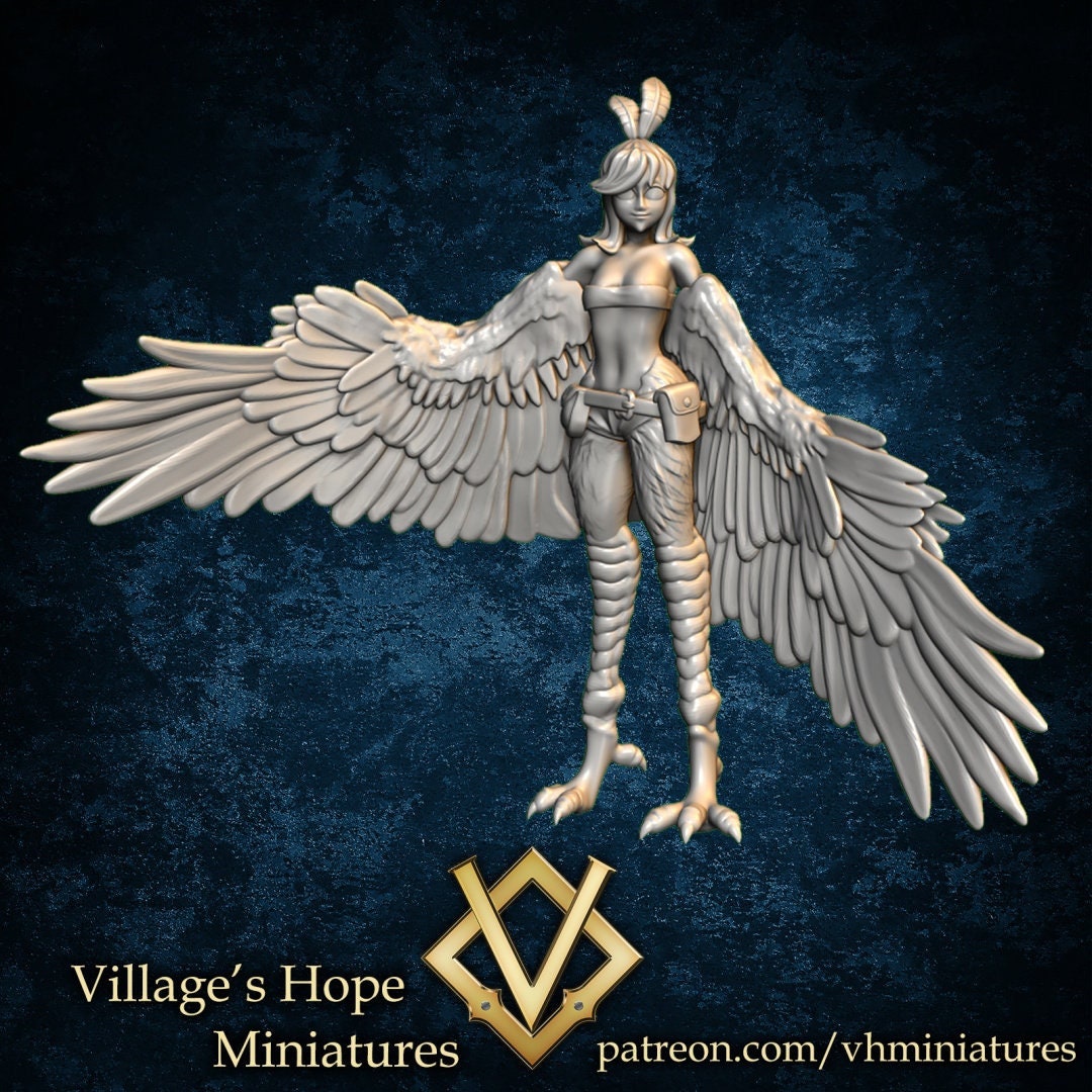 Harpy Monster Girl - 28mm Dnd Miniature - Village's Hope Miniatures - Etsy