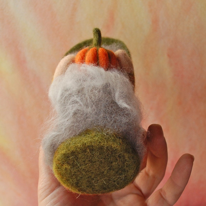 Needle Felted Wool Autumn Gnome With Two Pumpkins Forest Gnome Wool ...