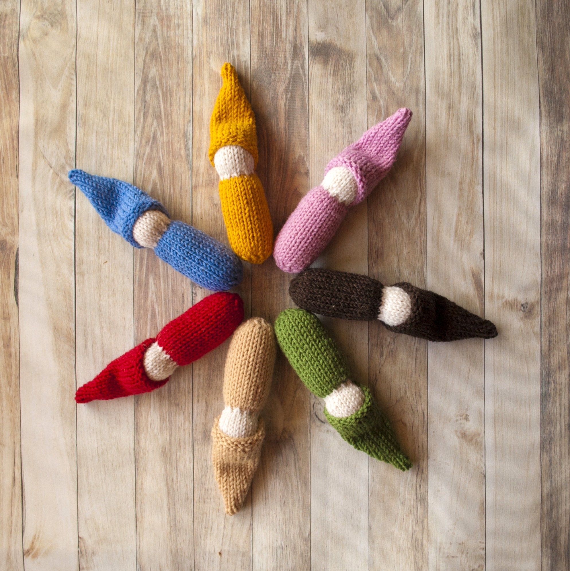 Waldorf Inspired Rainbow Gnomes in Roll-up Pouch Gnome Play Set Gnome ...