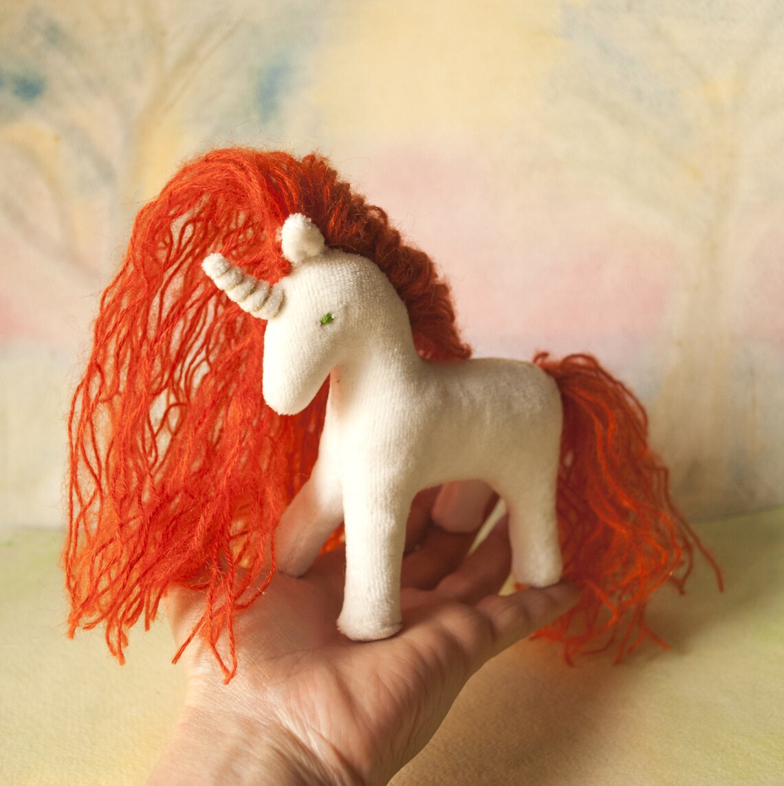 Handstitched White Unicorn Plush: Ginger Mane Mohair, Waldorf Toy - Etsy