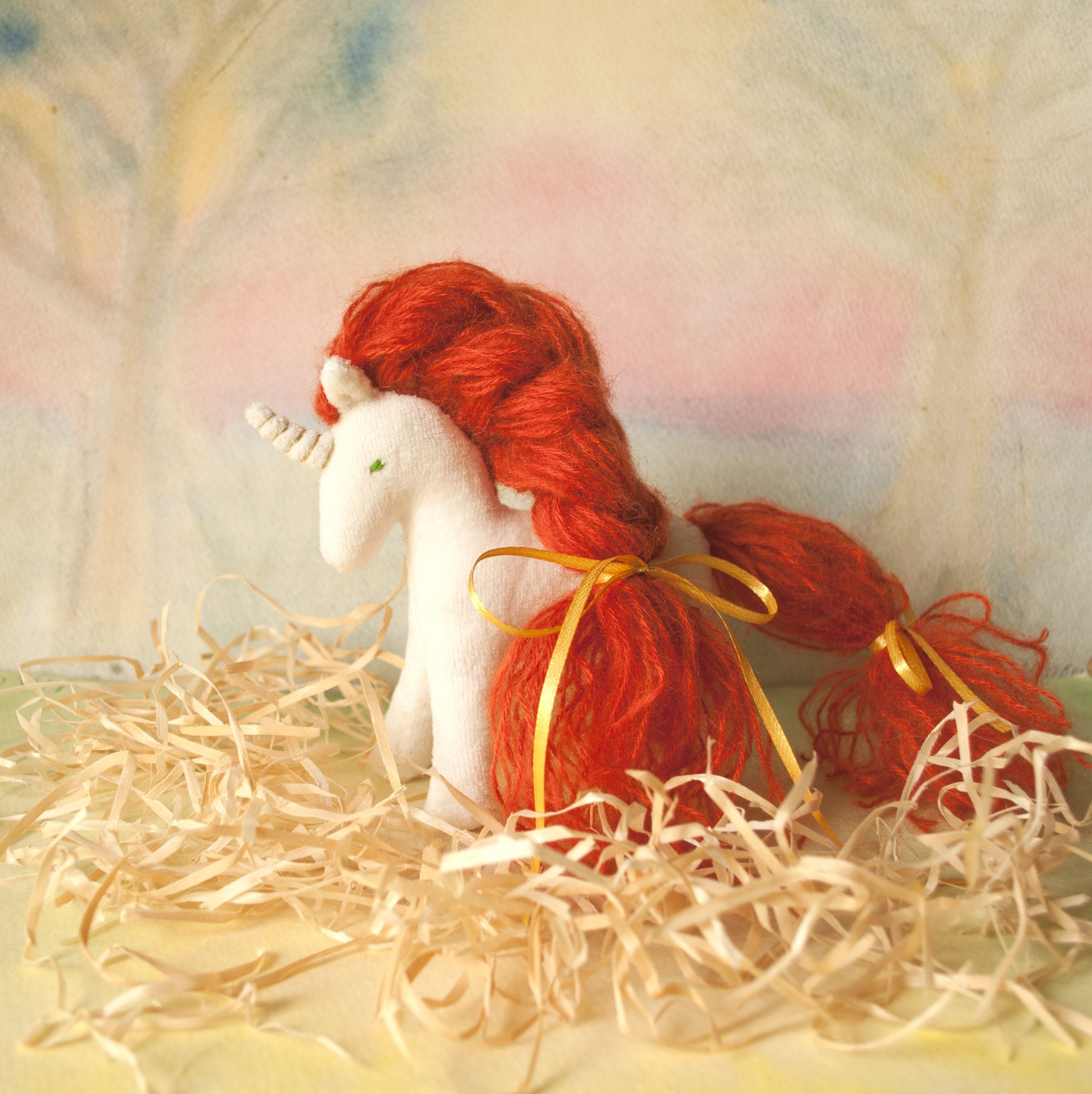 Handstitched White Unicorn Plush: Ginger Mane Mohair, Waldorf Toy - Etsy