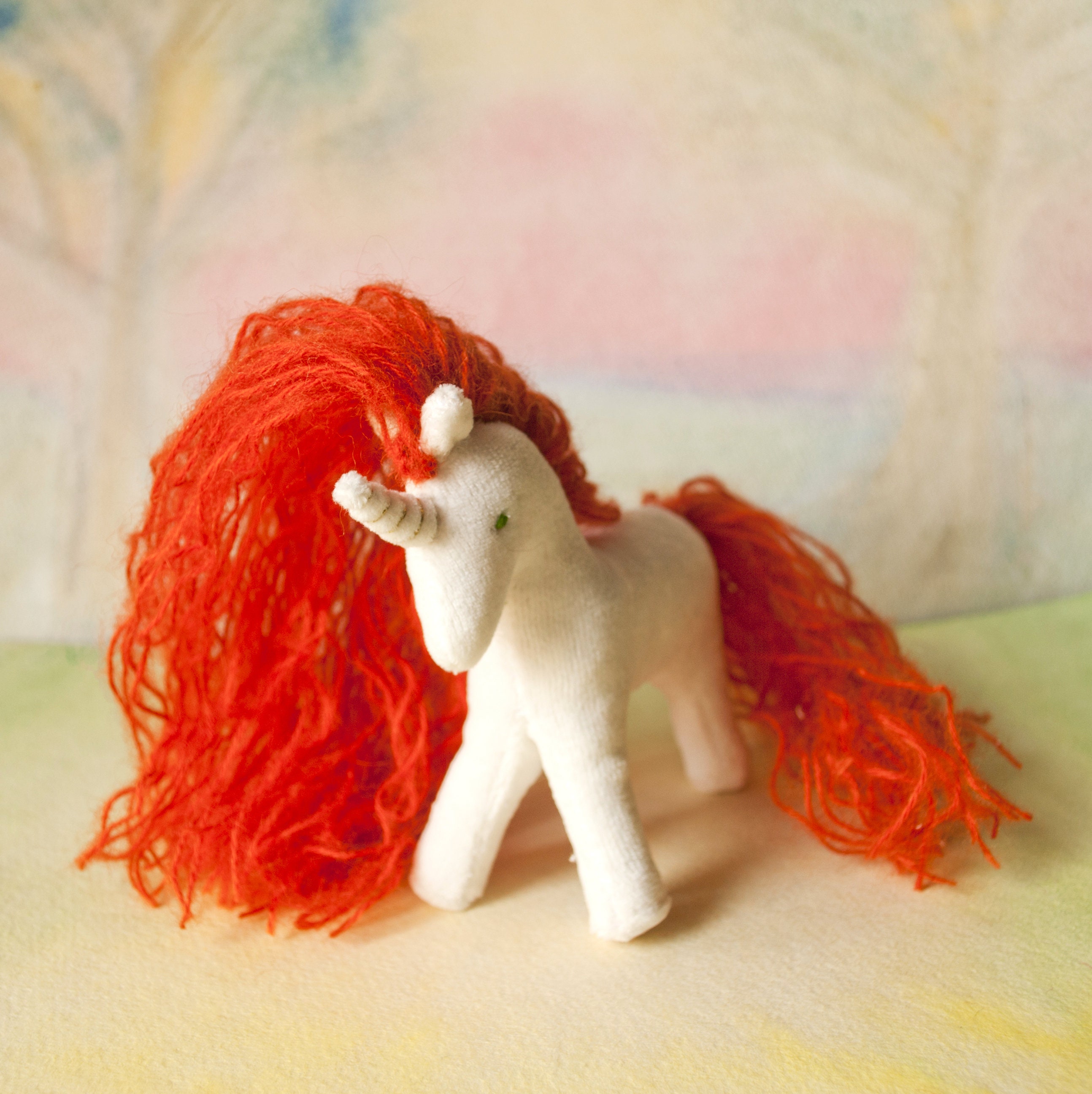 Handstitched White Unicorn Plush: Ginger Mane Mohair, Waldorf Toy - Etsy