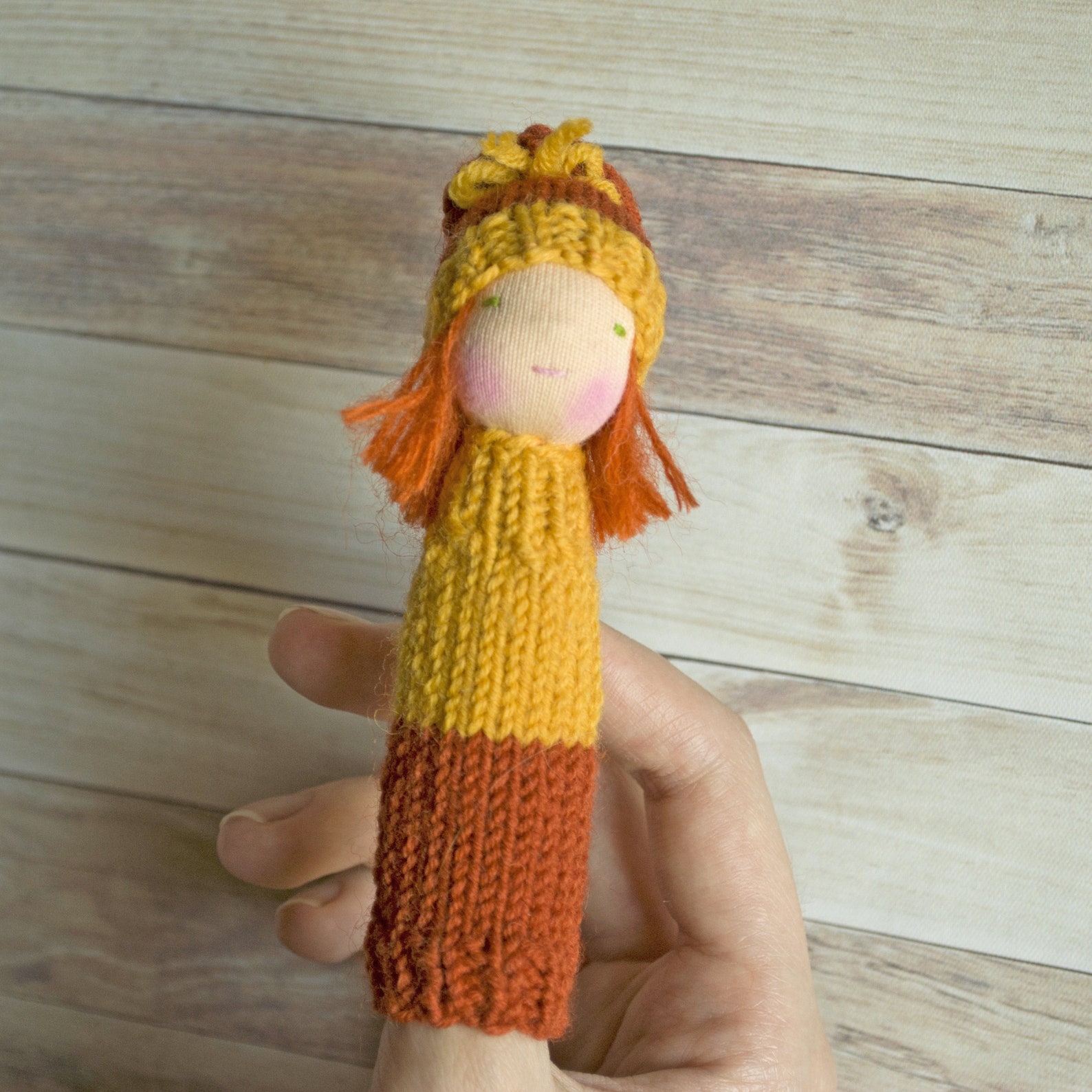 Set of Five Waldorf Style Finger Dolls Fall Colors Finger Dolls Knitted ...