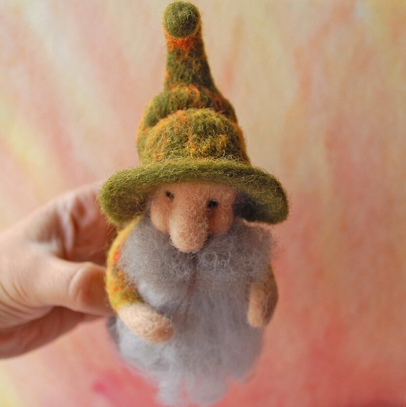 Needle Felted Wool Autumn Gnome With Two Pumpkins Forest Gnome - Etsy