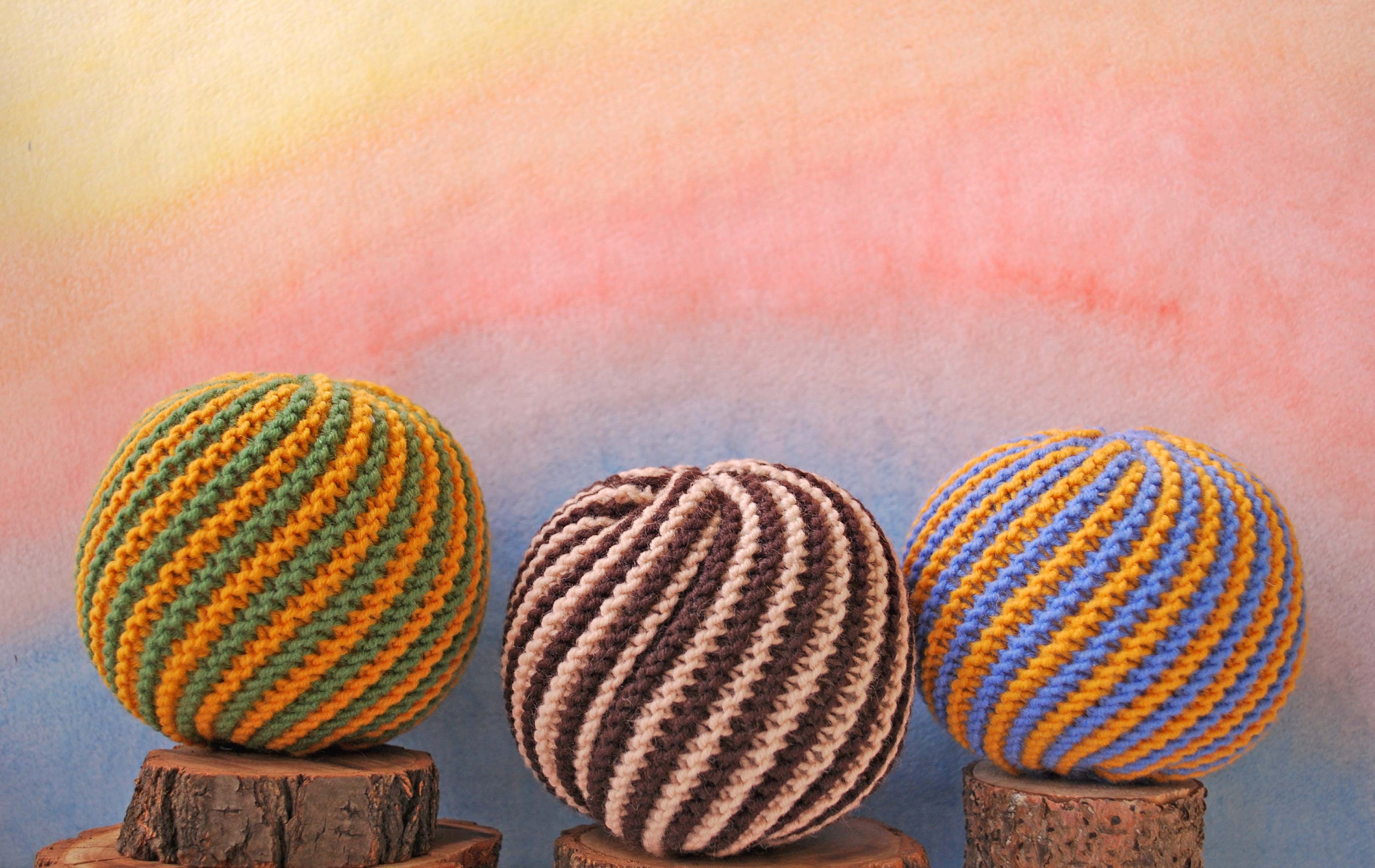 Colorful Balls Rainbow Balls Balls Knit Montessori Balls Balls Knitted ...