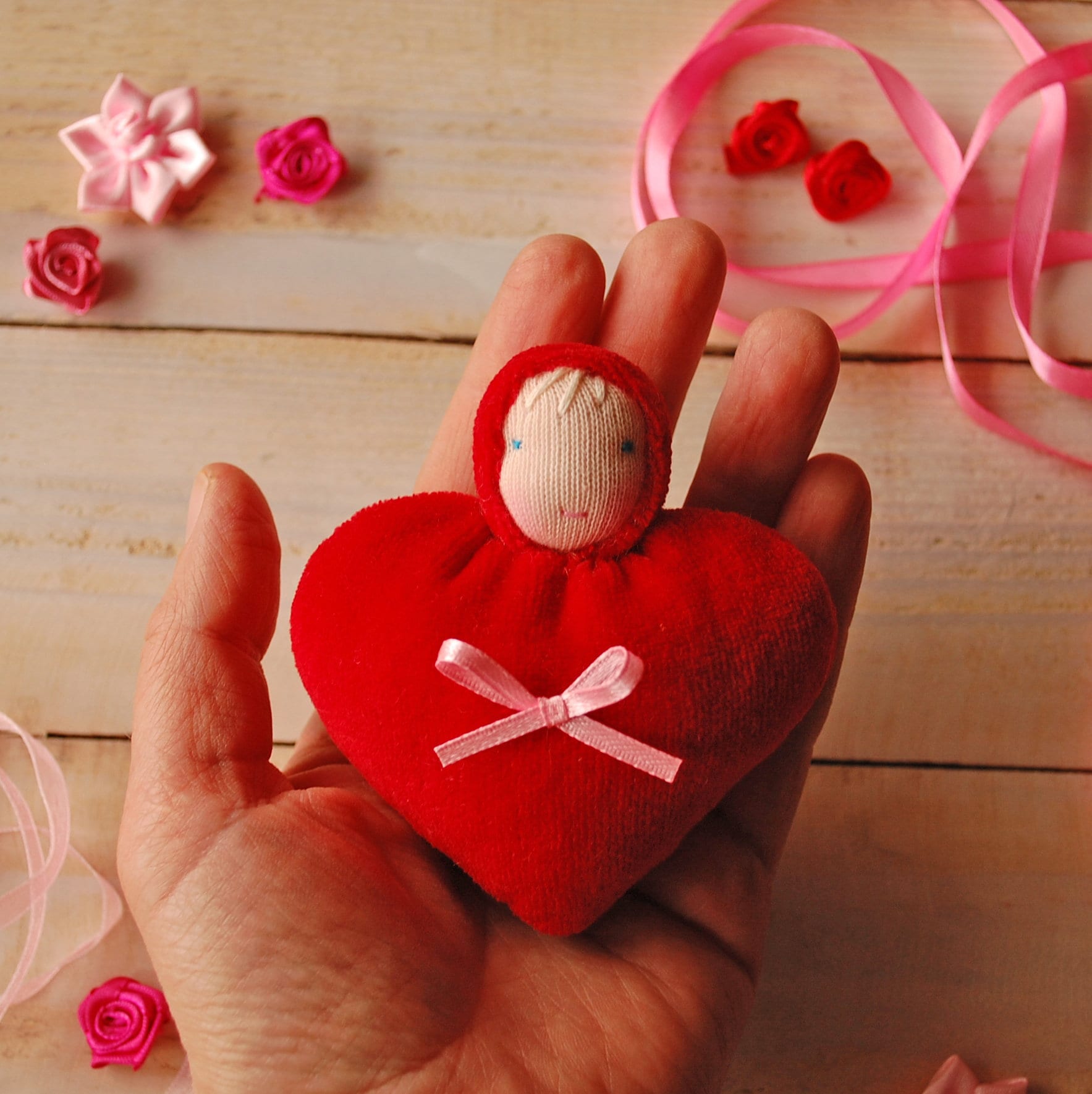 Heart Doll Valentine's Day Gift Waldorf Inspired Small Doll Waldorf ...