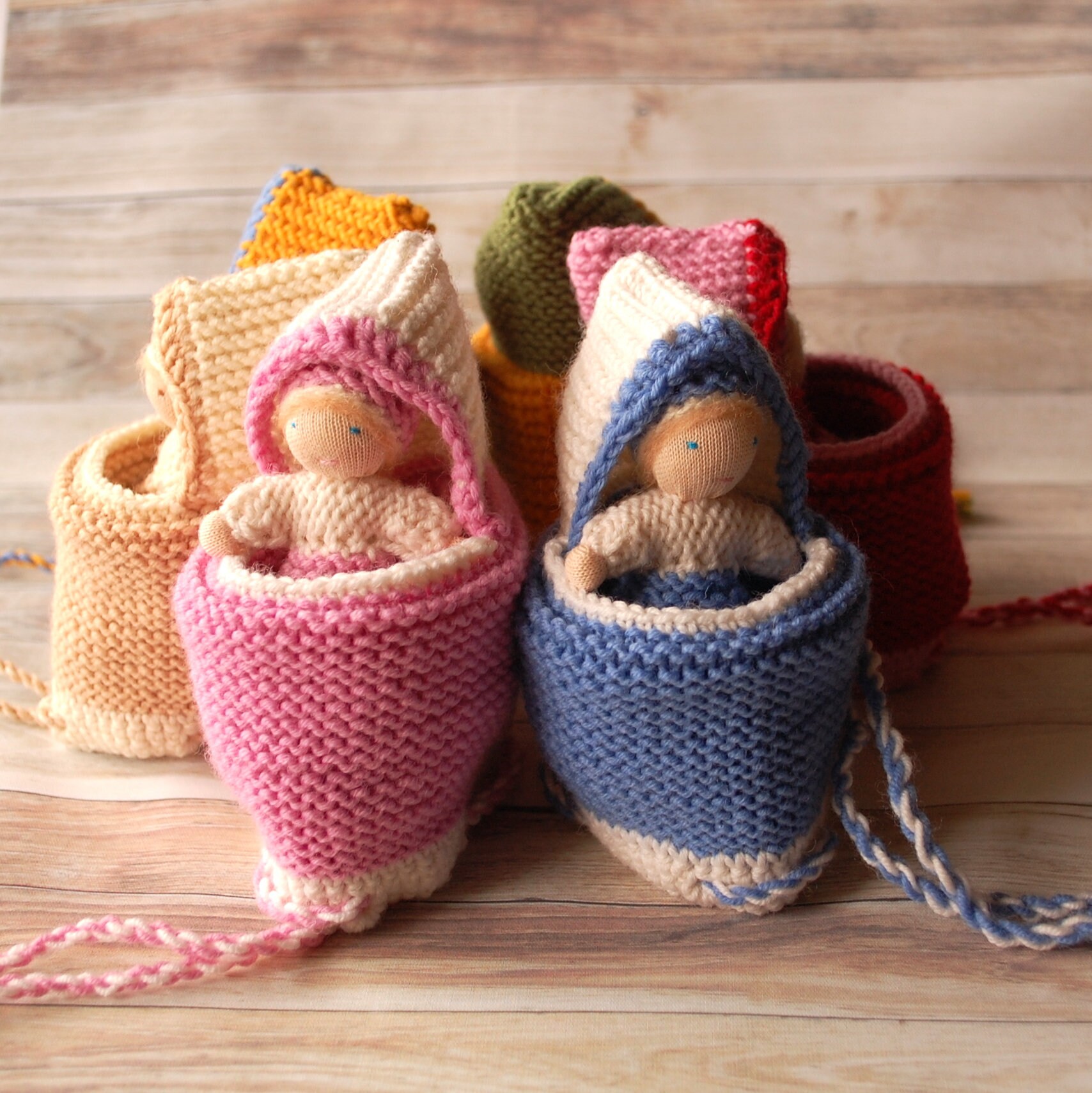 Waldorf Knit Doll in a Pouch Small Knitted Baby Dolls Tiny Baby Dolls ...