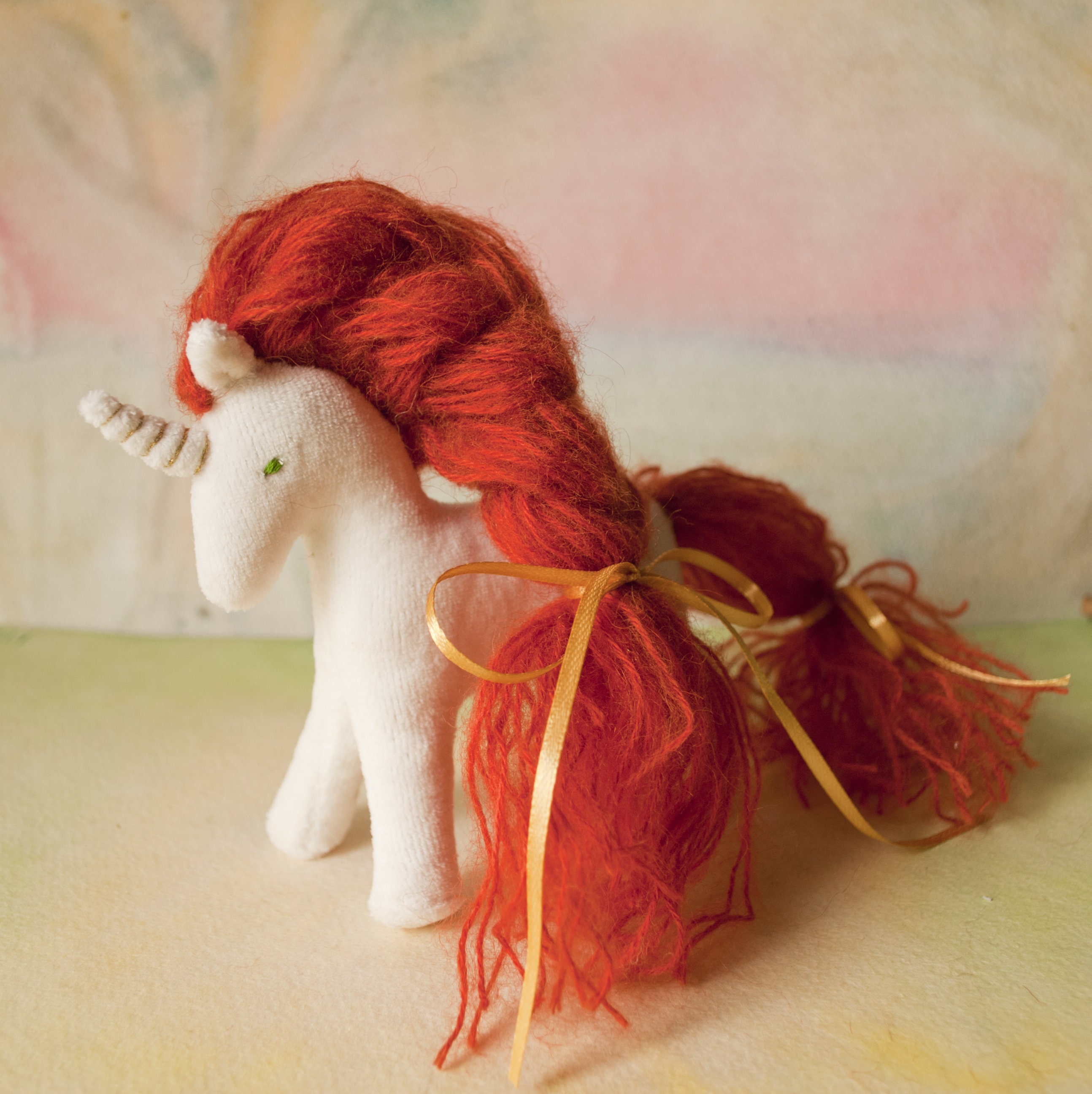 Handstitched White Unicorn Plush: Ginger Mane Mohair, Waldorf Toy - Etsy