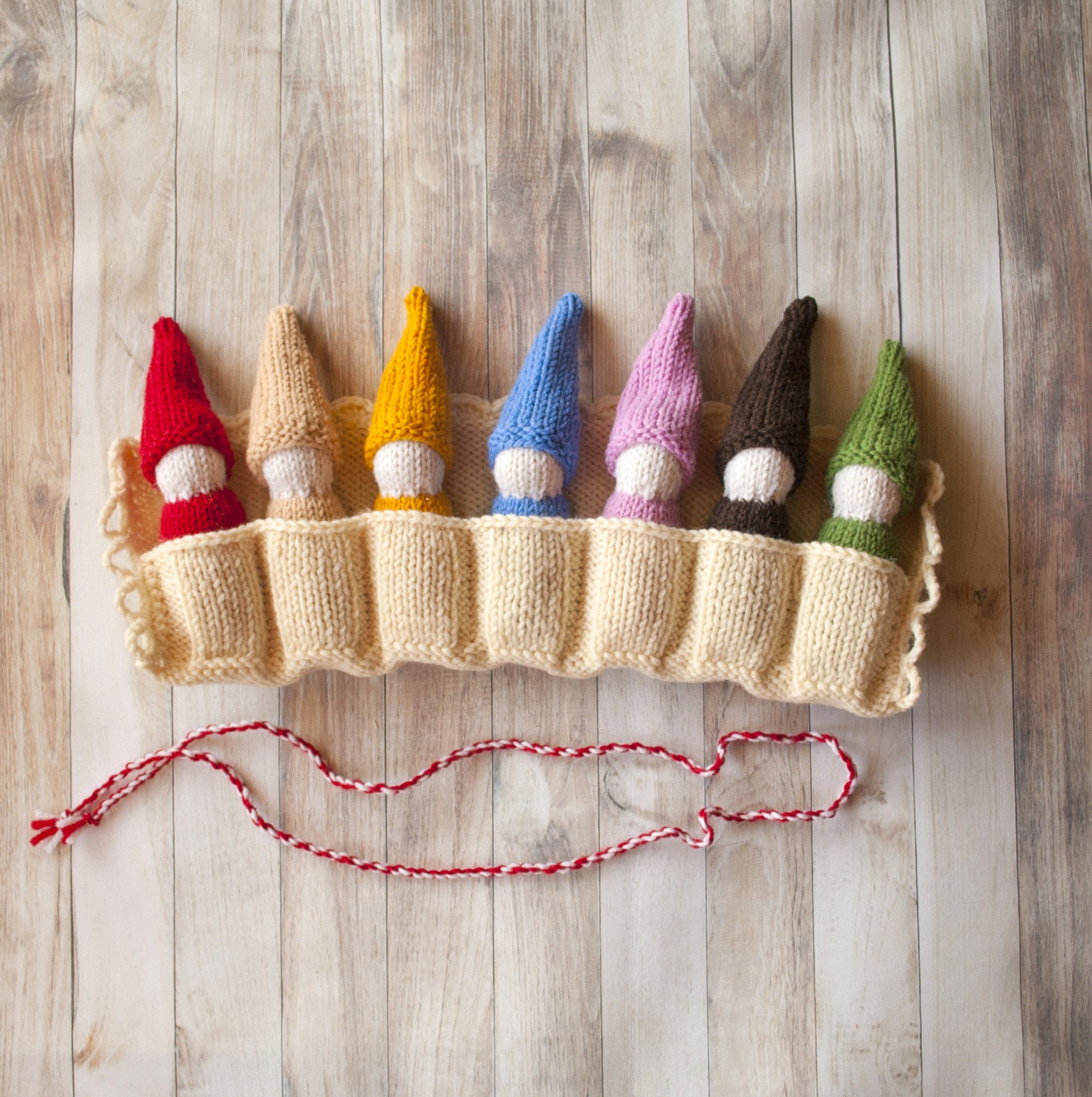 Waldorf Inspired Rainbow Gnomes in Roll-up Pouch Gnome Play Set Gnome ...