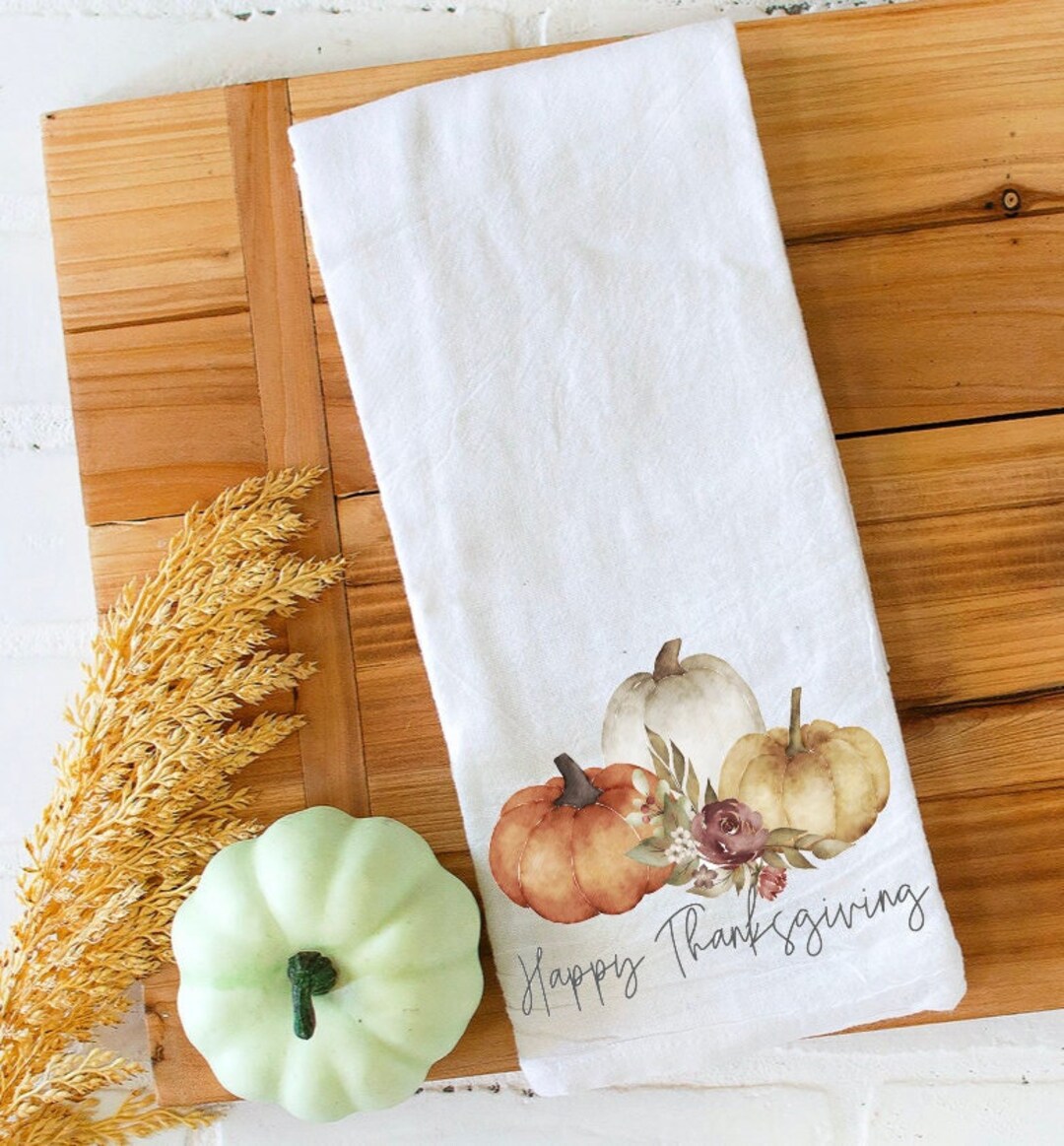 Thanksgiving Tea Towel Fall Decor Happy Thanksgiving Kitchen Towel - Etsy