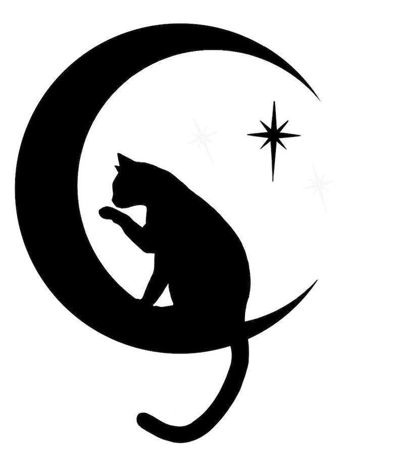 Cat Crescent Moon - Etsy