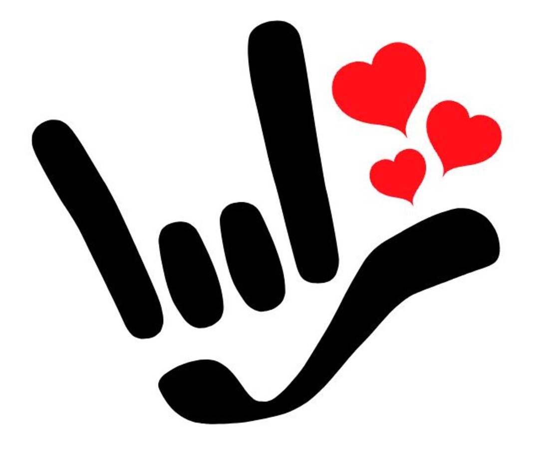 ASL I Love You Hand & Hearts - Etsy