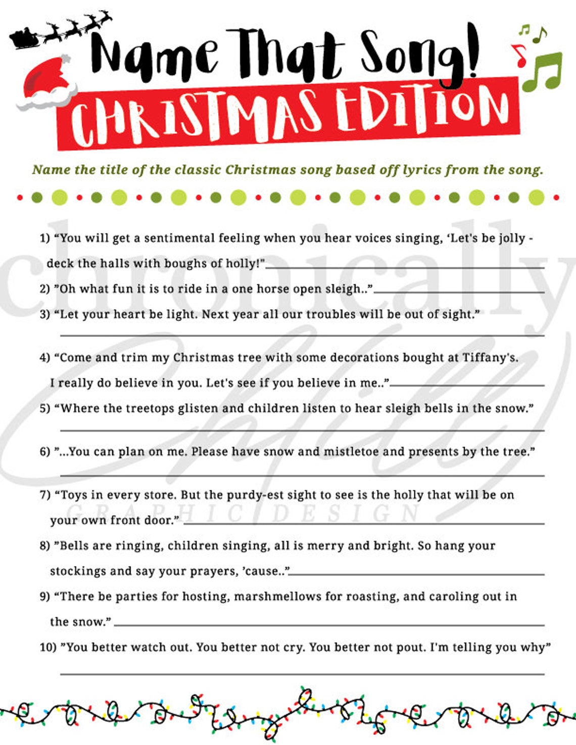 Christmas Song Game | Name That Song! | Printable - Etsy