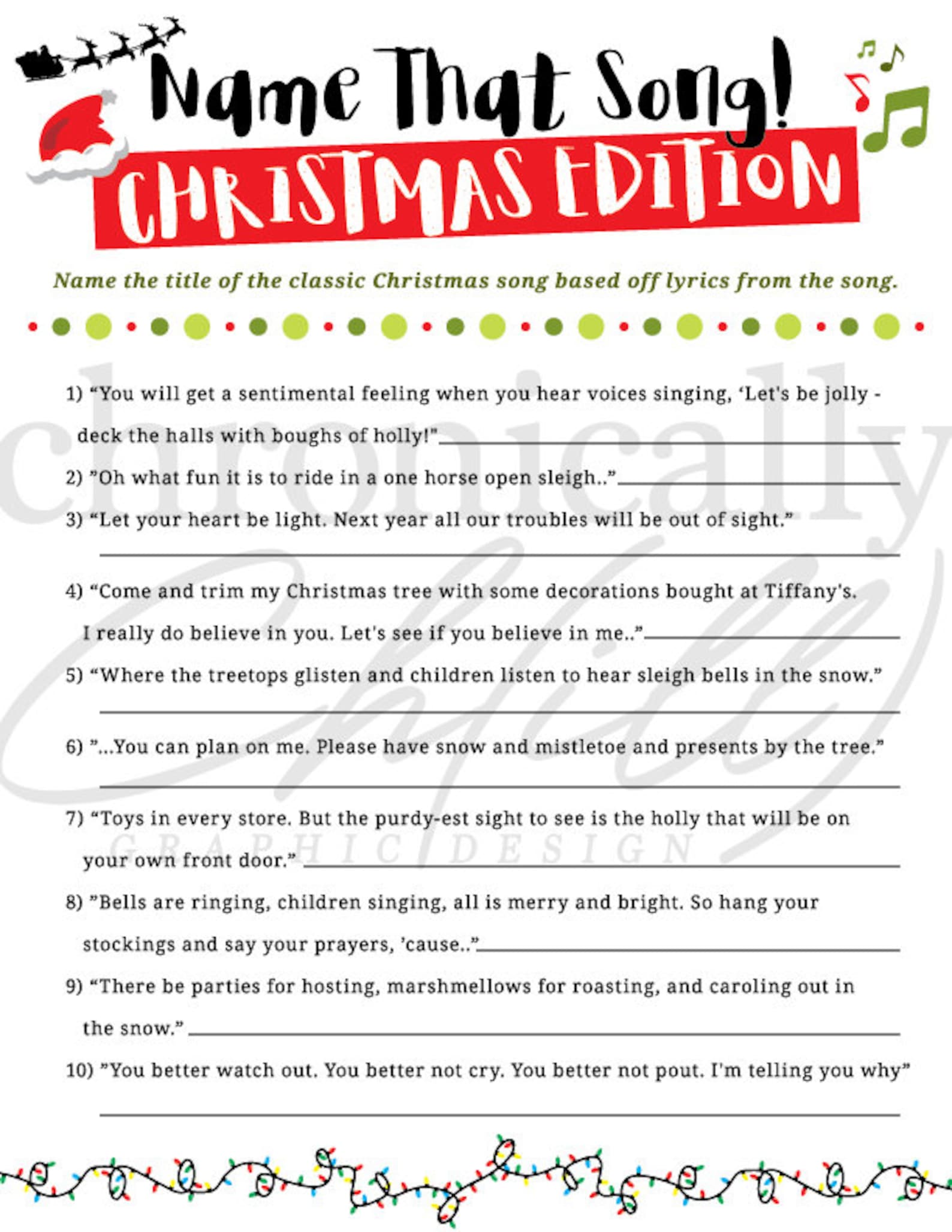 Christmas Song Game | Name That Song! | Printable - Etsy