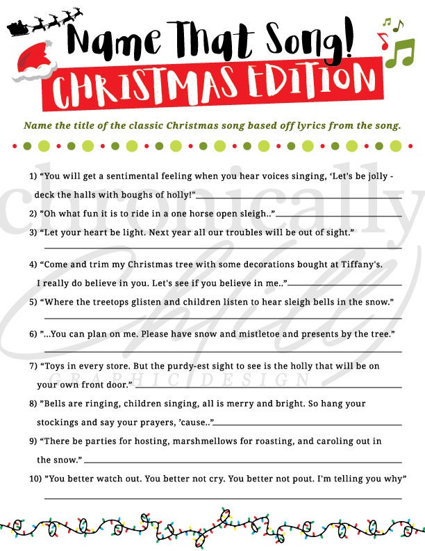 Christmas Song Game | Name That Song! | Printable - Etsy