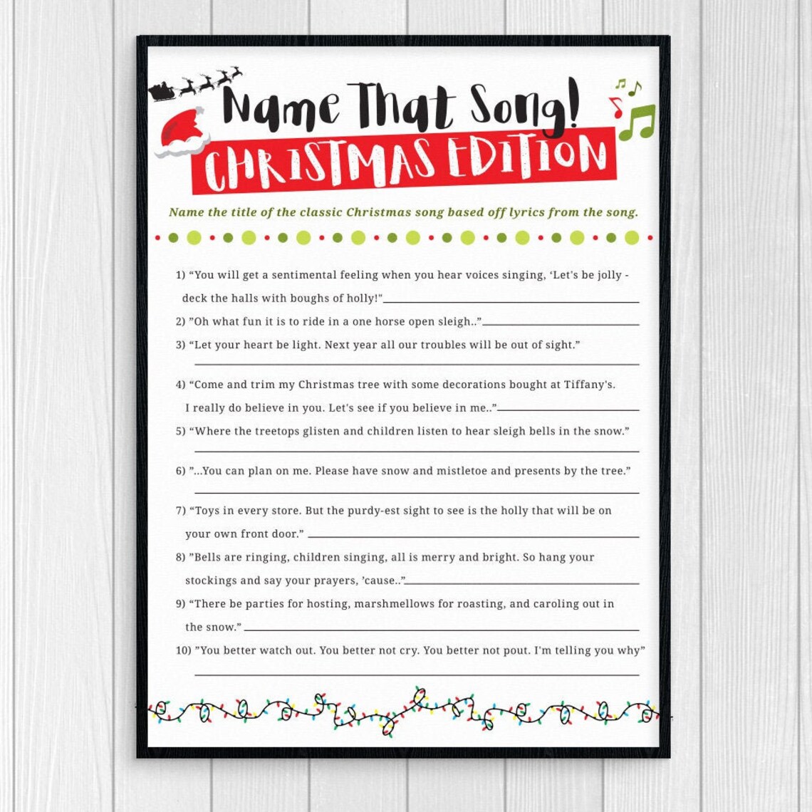 Christmas Song Game | Name That Song! | Printable - Etsy