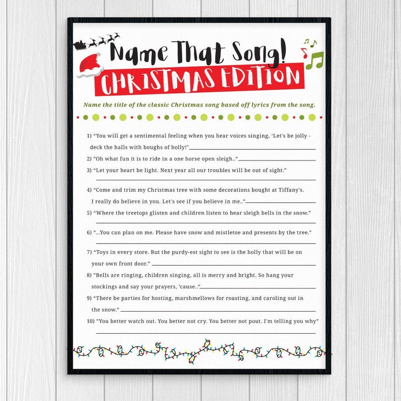 Christmas Song Game | Name That Song! | Printable - Etsy