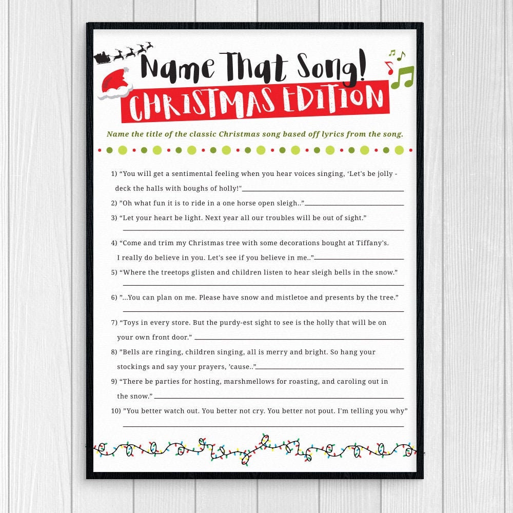 Christmas Song Game | Name That Song! | Printable - Etsy