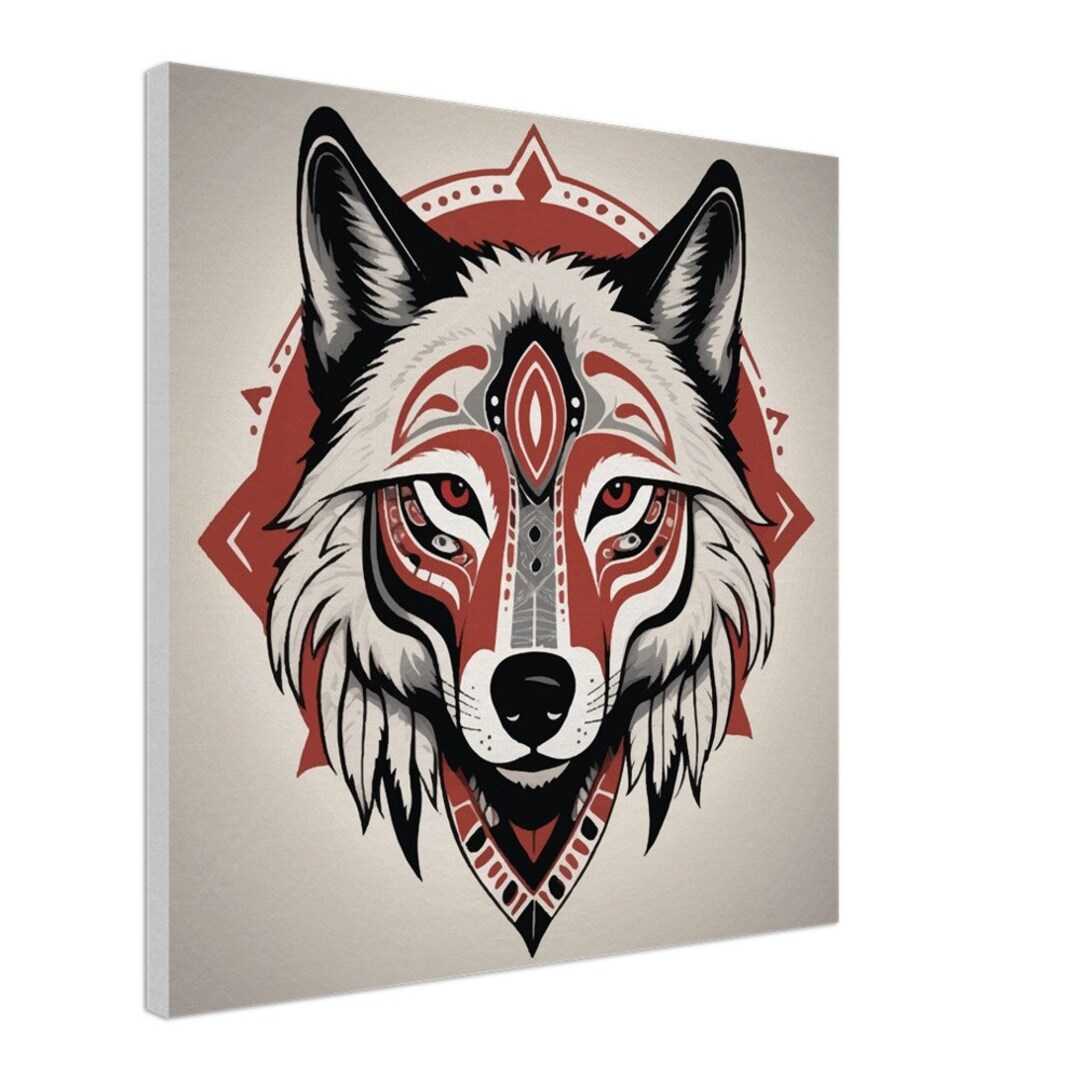 Indigenous Wolf Art Wolf Head Canvas Print Various Sizes High Quality ...