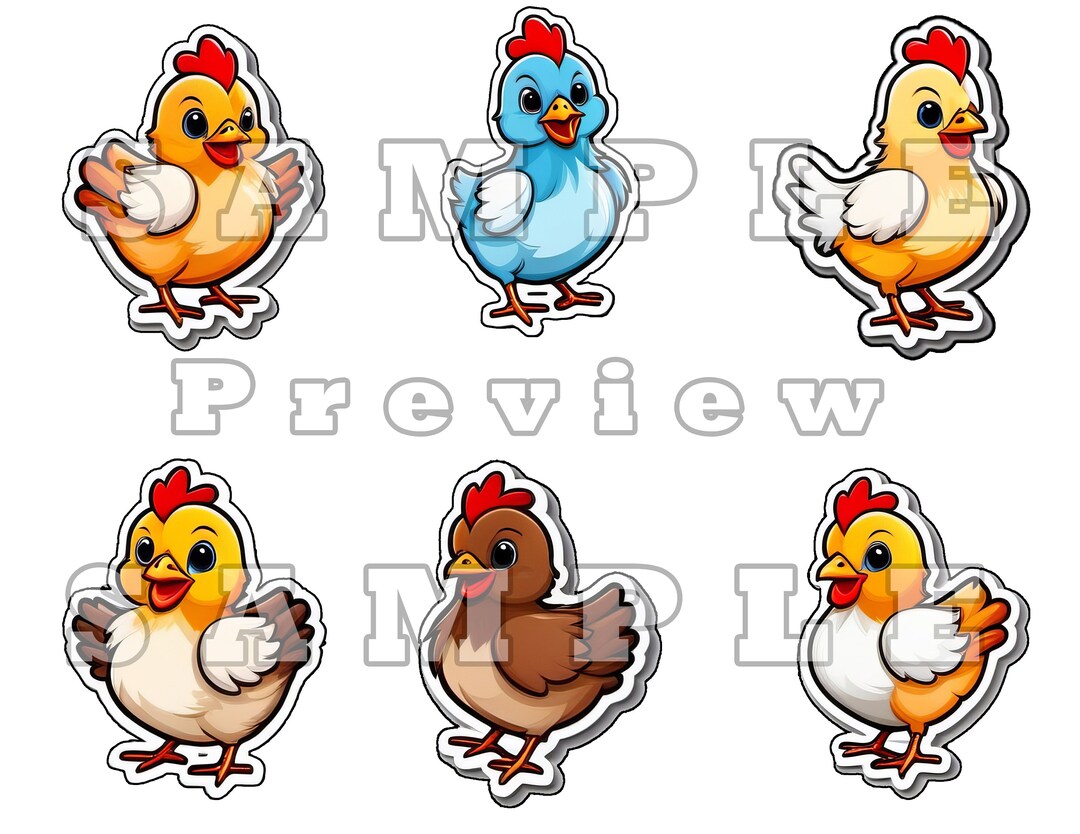 Animal Love Sticker Set 6 Adorable Animals Holding Heart Hen Edition in ...