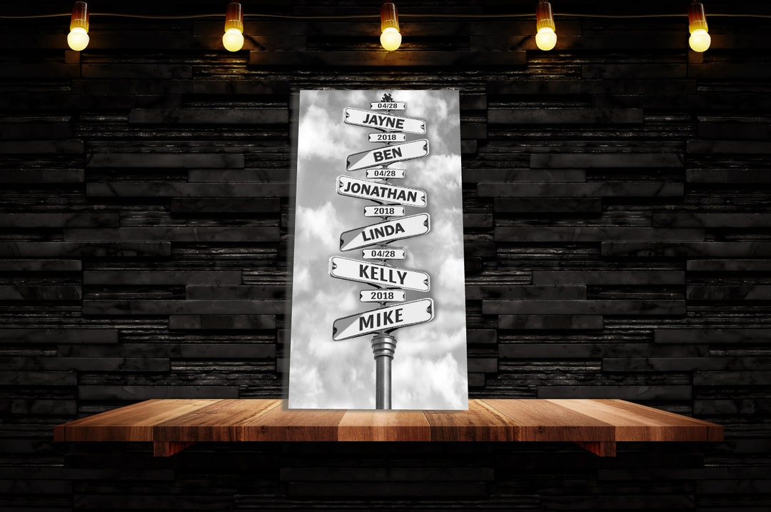 Personalized Personal Names on Crossroads Street Sign Canvas Wall Art ...