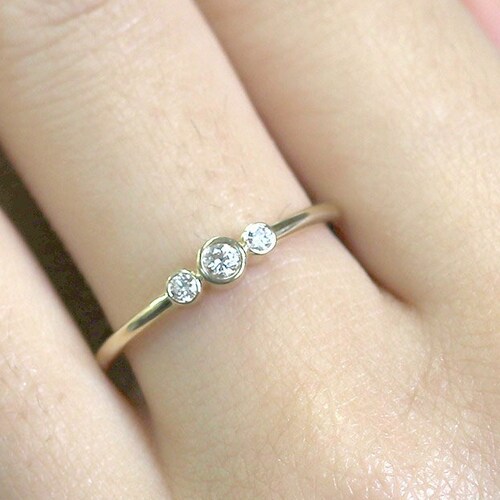Dainty Diamond Ring / Simple Diamond Band / Diamond Wedding - Etsy