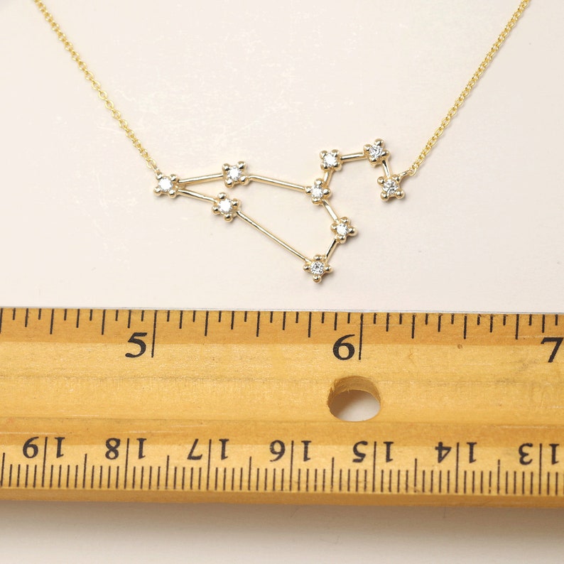 LEO / Zodiac Sign Necklace Diamond Necklace.14k Solid Gold | Etsy