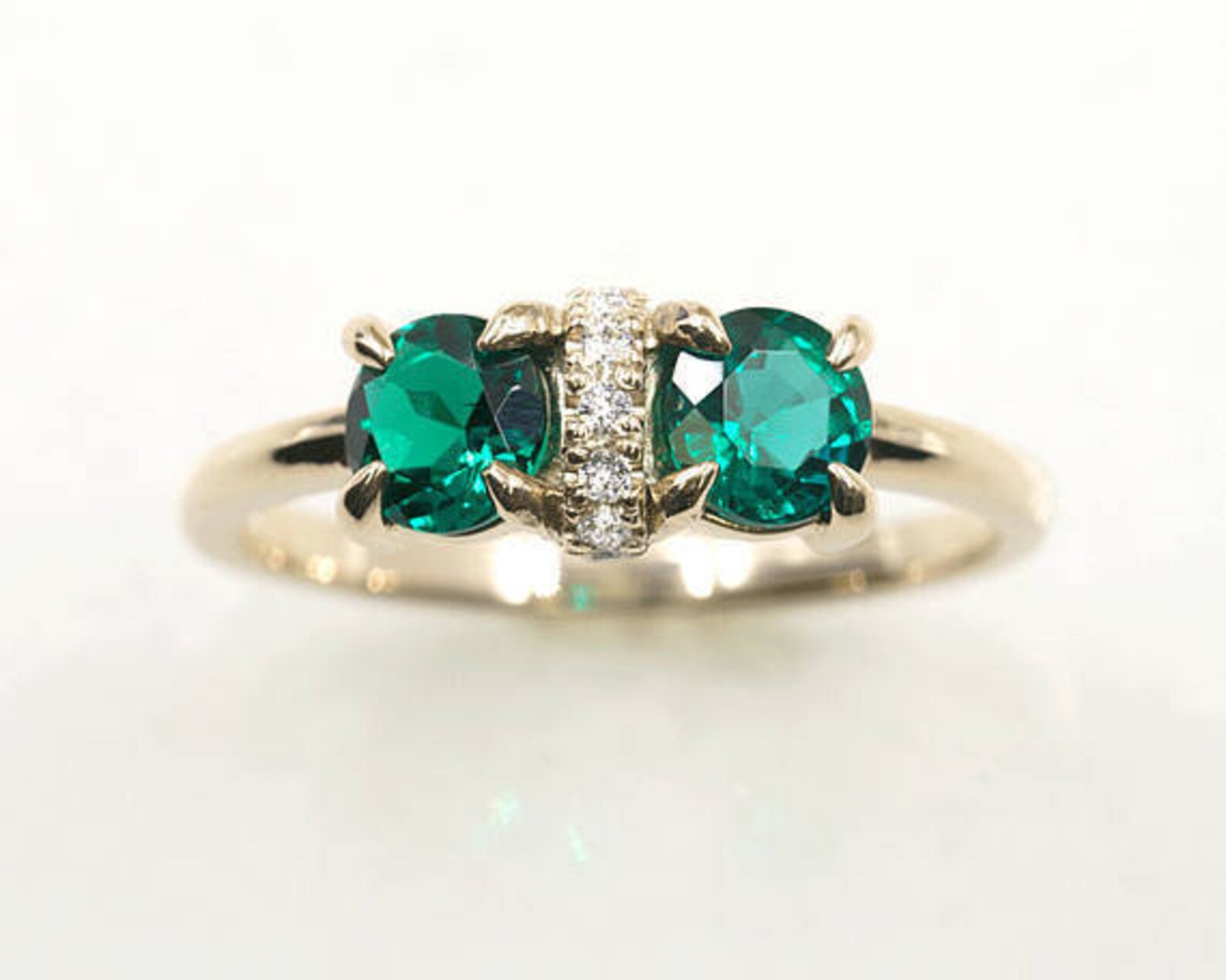 Lab-created Emerald Diamond Engagement Ring / 14k Emerald Ring - Etsy