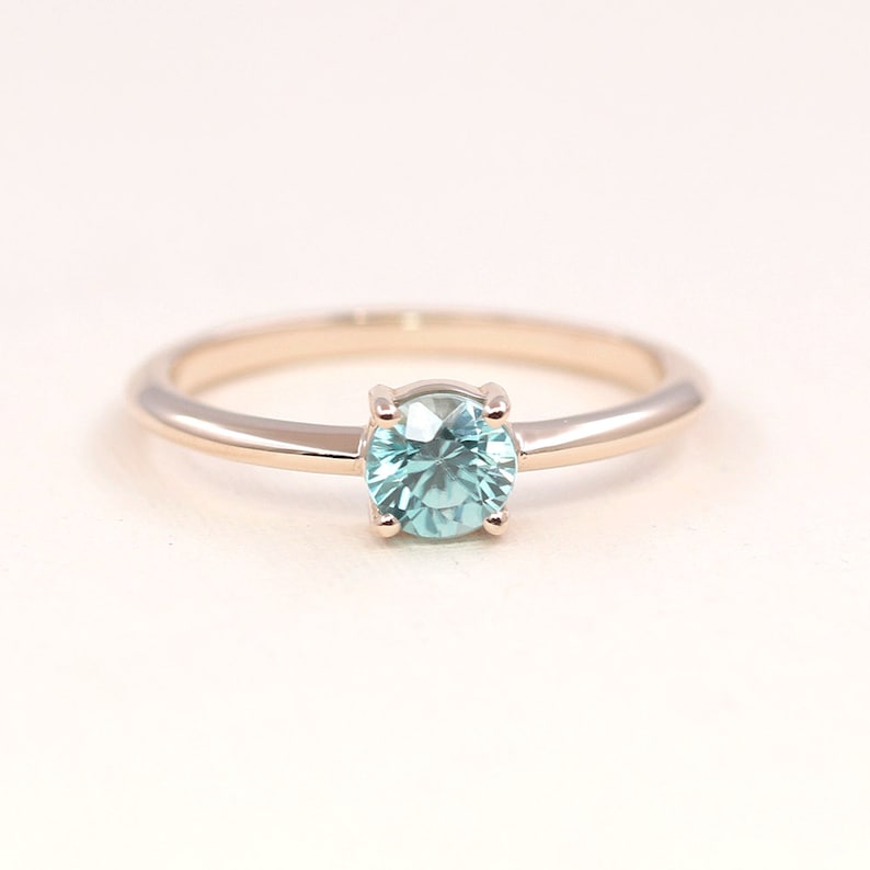 Blue Zircon Engagement Ring / December Birthstone Ring / 14k - Etsy
