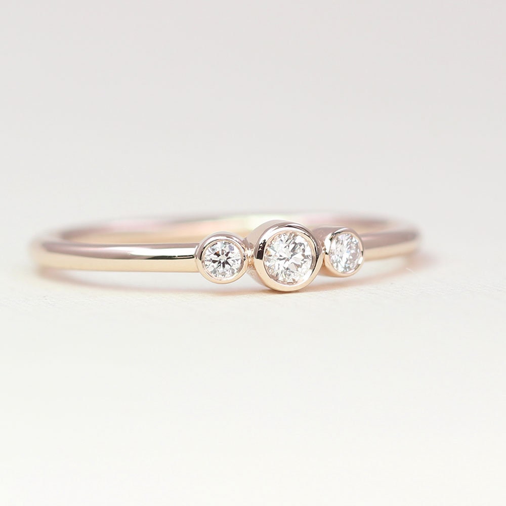 Dainty Diamond Ring / Simple Diamond Band / Diamond Wedding - Etsy