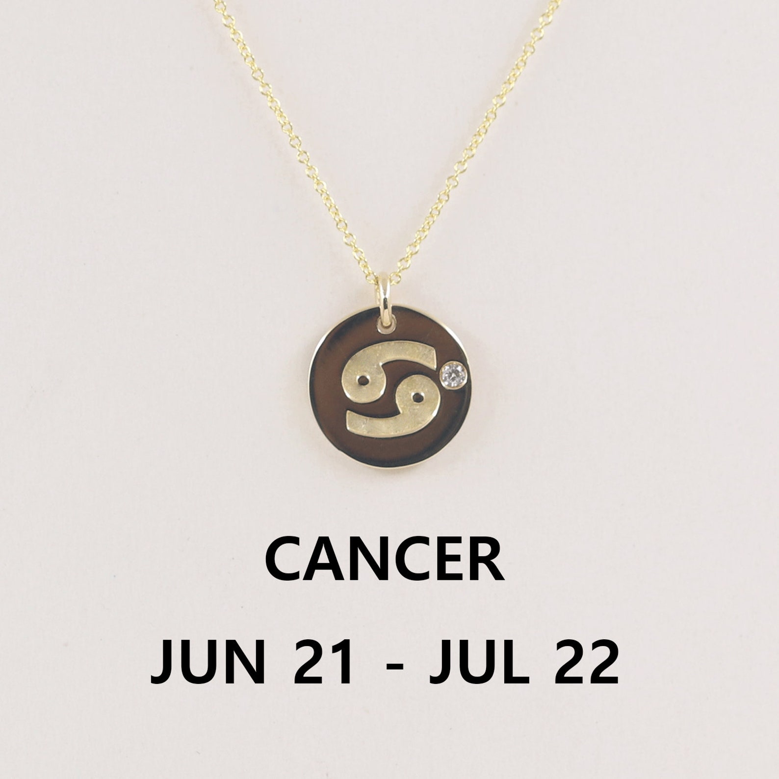 CANCER / Zodiac Sign Diamond Necklace / 14k Solid Gold - Etsy