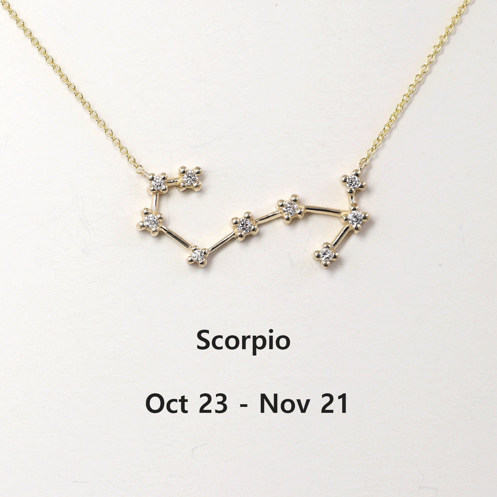 SCORPIO / Zodiac Sign Necklace / Natural Diamond Necklace / - Etsy