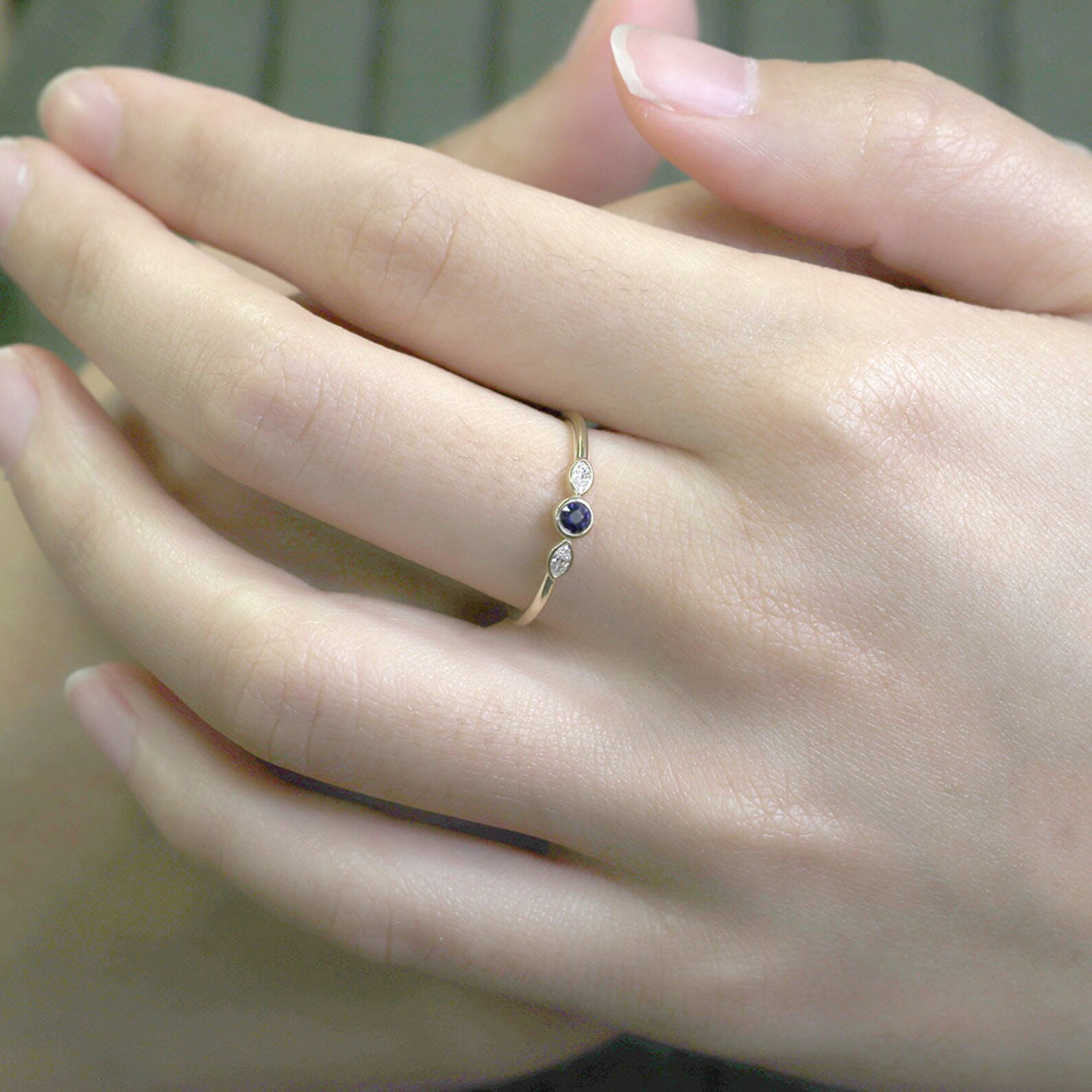 Stackable Sapphire Ring / Tiny Bezel Sapphire Band / Sapphire - Etsy