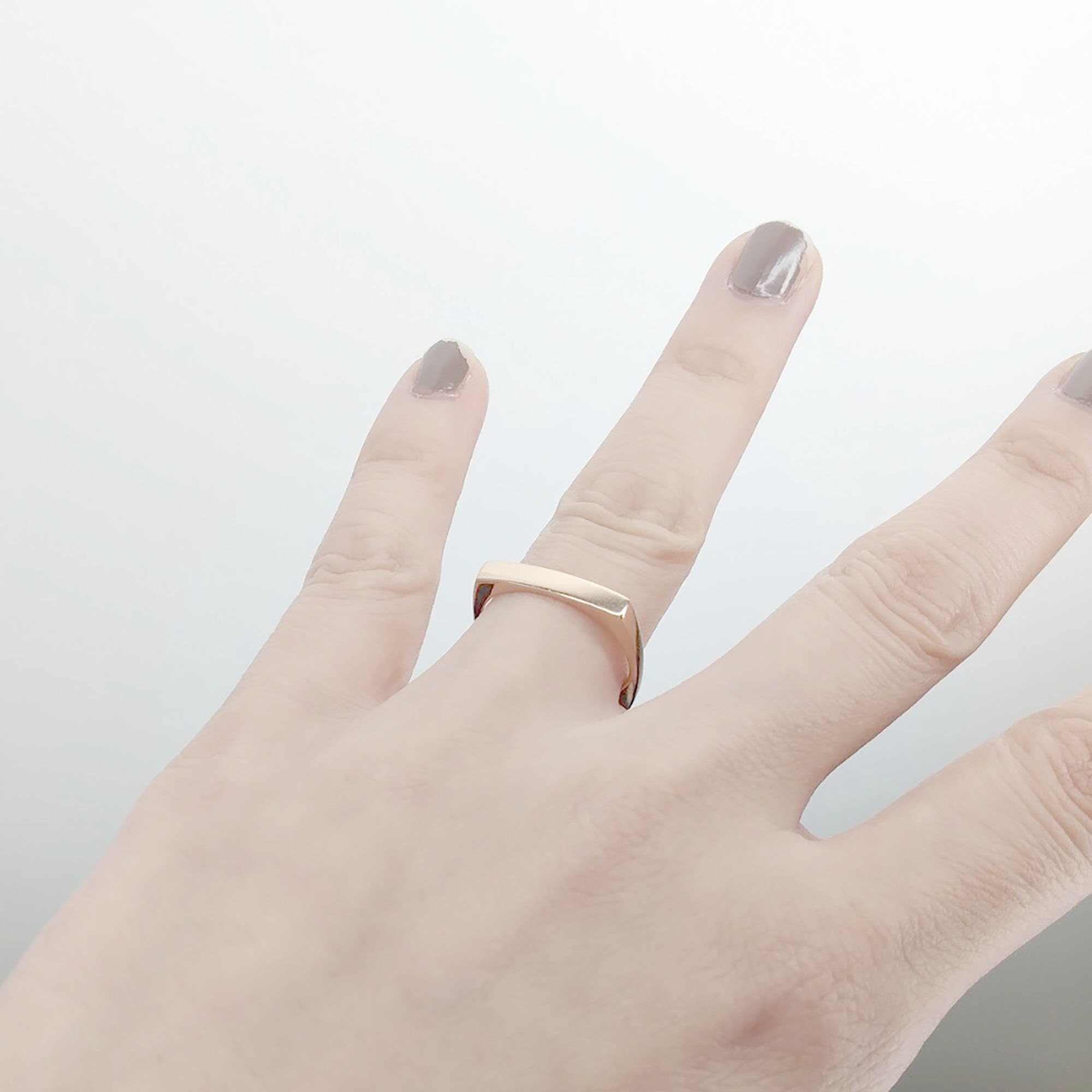 14k Solid Gold Square Band Ring: Simple Stacking Wedding Band. Real ...