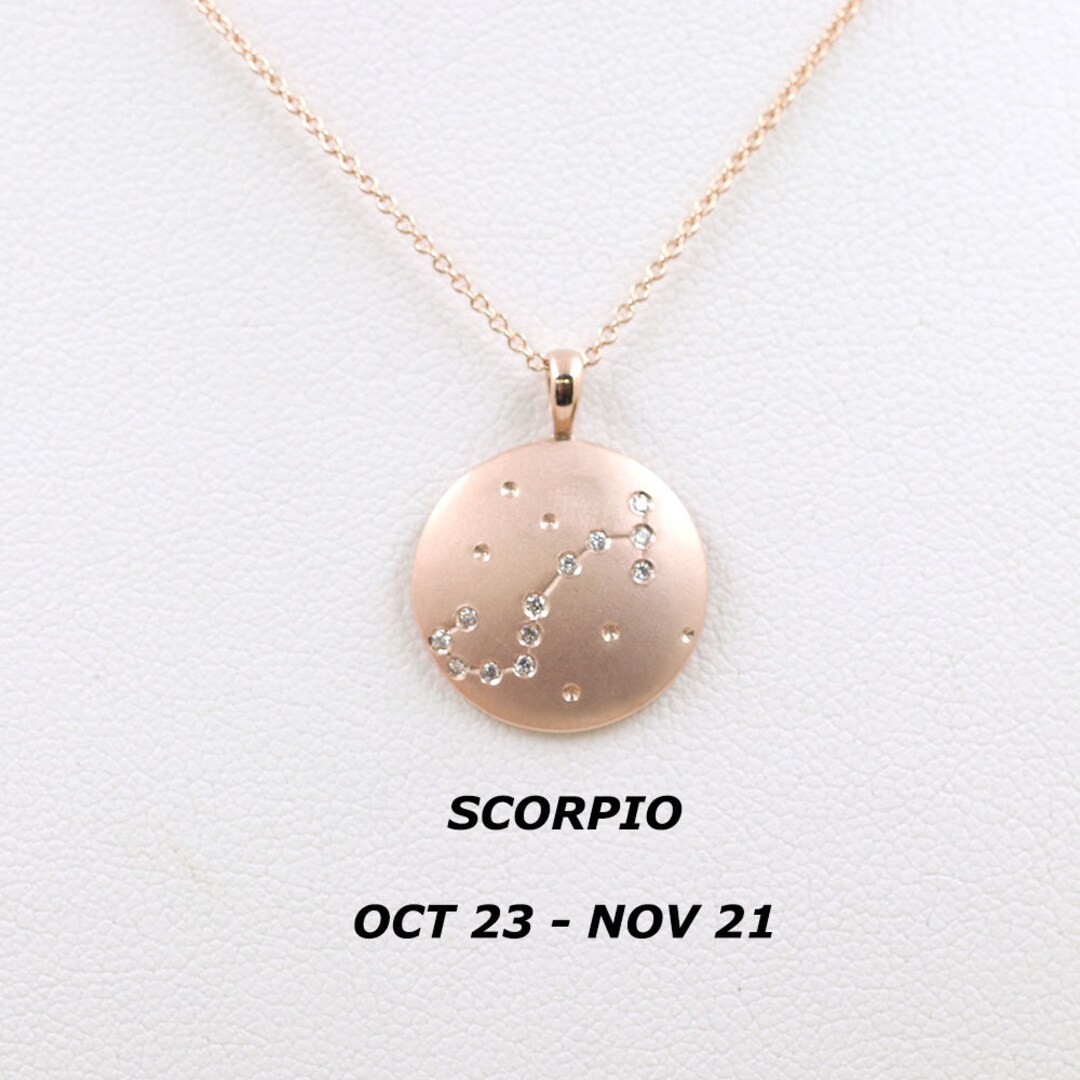 Scorpio Zodiac Necklace: 14k Solid Gold Diamond Pendant - Etsy
