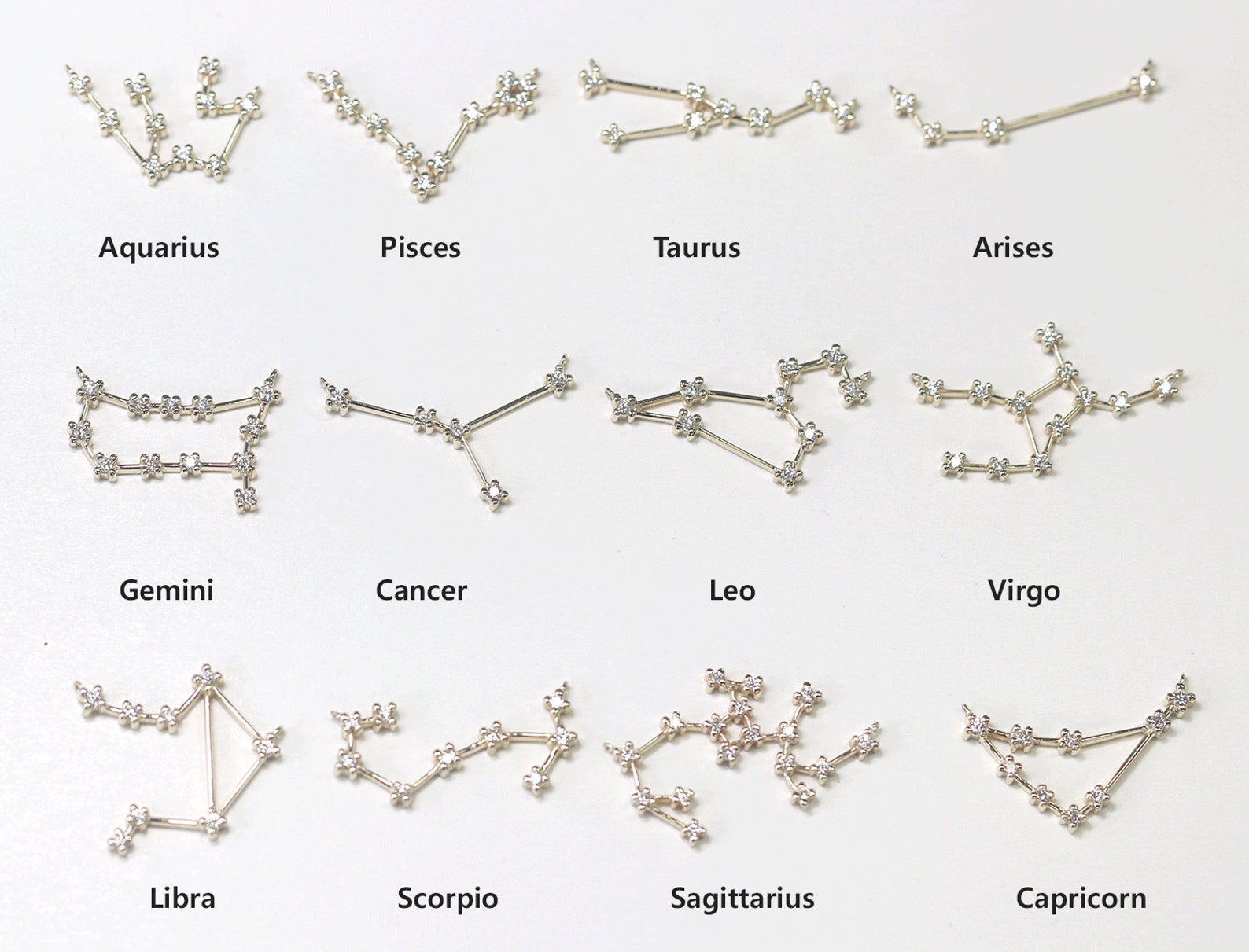 CANCER / Zodiac Sign Diamond Necklace / 14k Solid Gold - Etsy