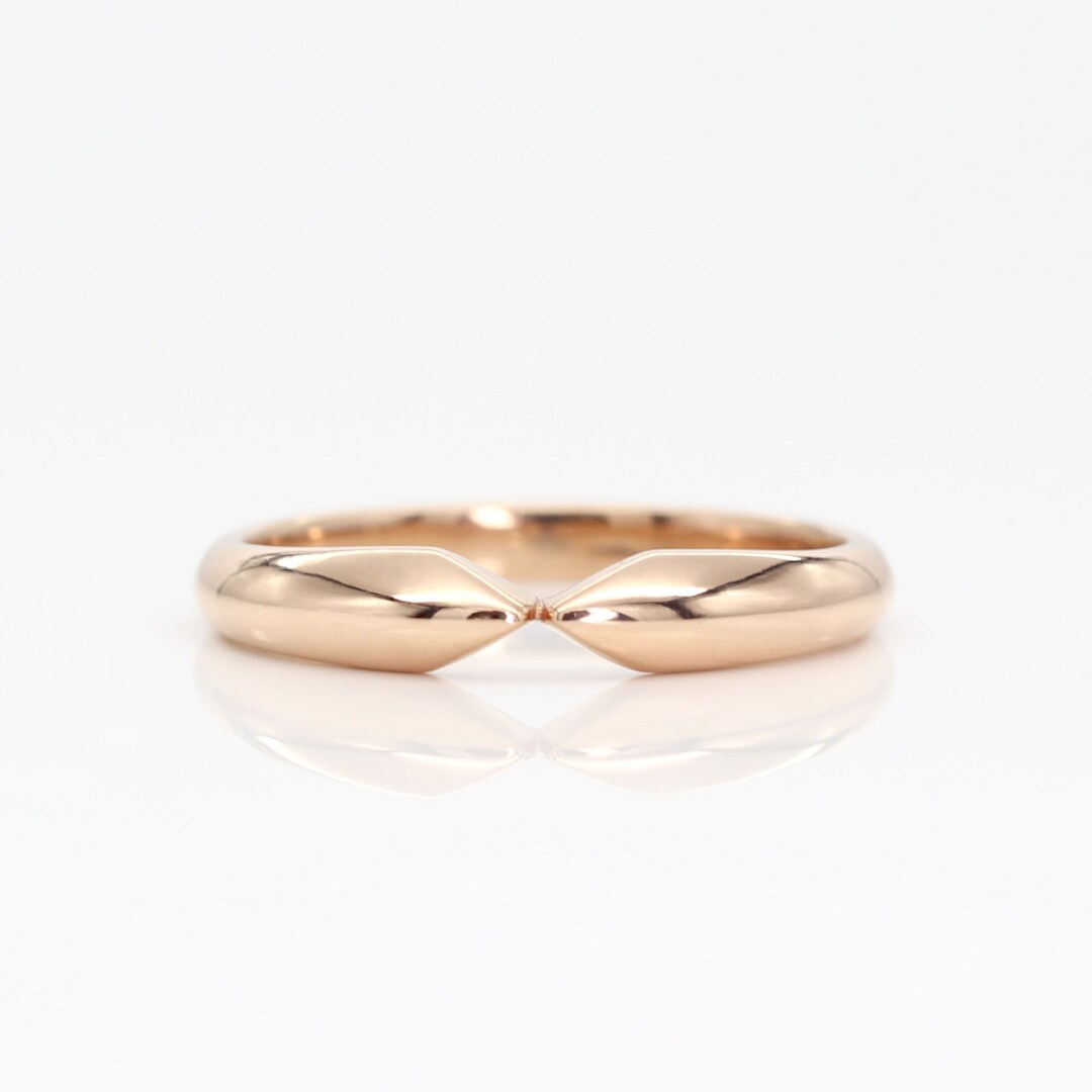 Pointed Band / 14k Solid Gold Ring / Plain Ring / Dainty Band / Wedding ...