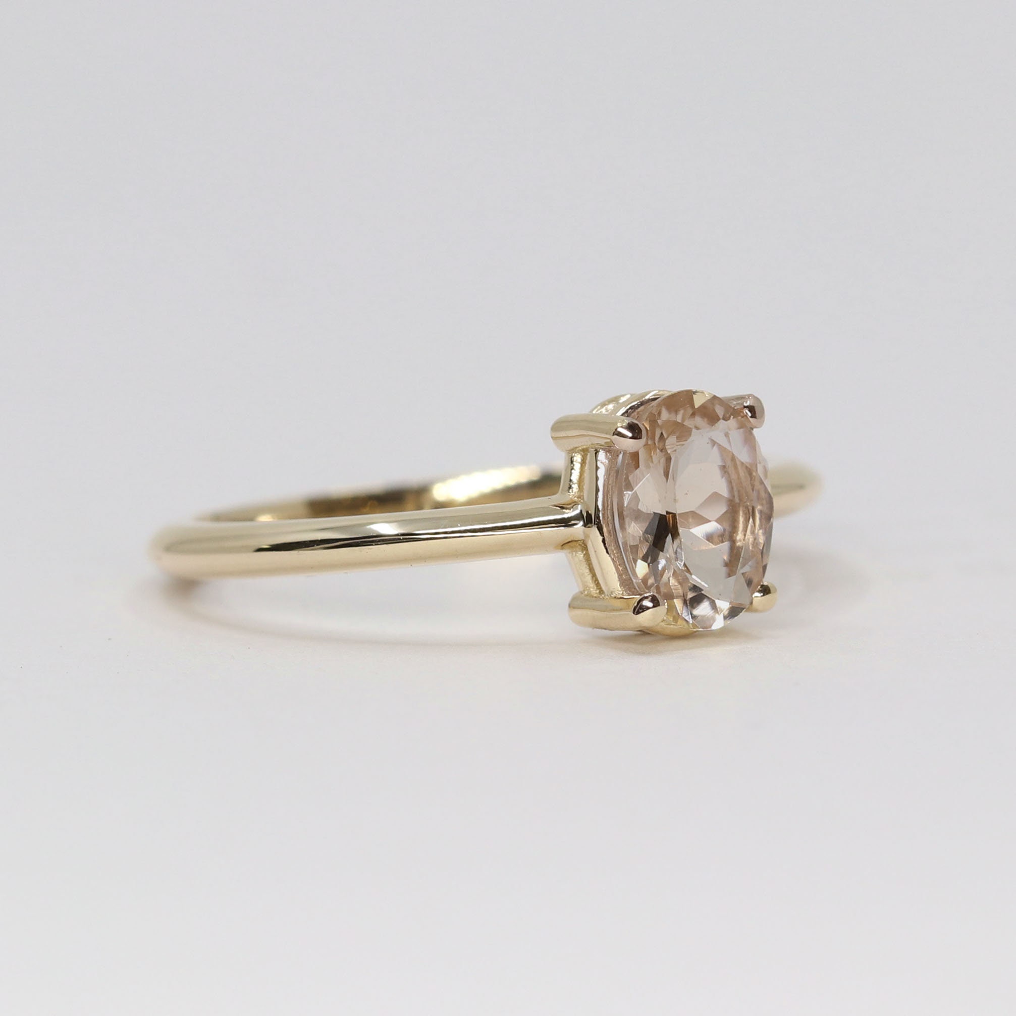 Oval Morganite Engagement Ring / Morganite Solitaire Wedding - Etsy