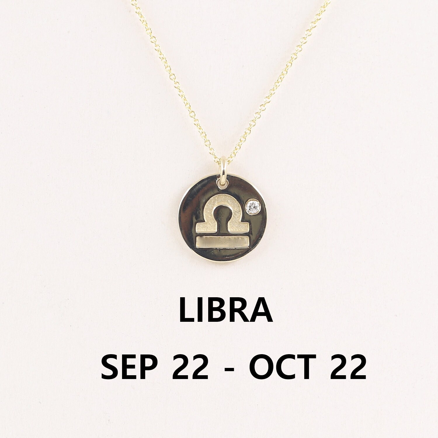 LIBRA / Zodiac Sign Diamond Necklace / 14k Solid Gold - Etsy