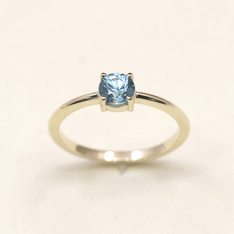 Blue Zircon Engagement Ring / December Birthstone Ring / 14k - Etsy