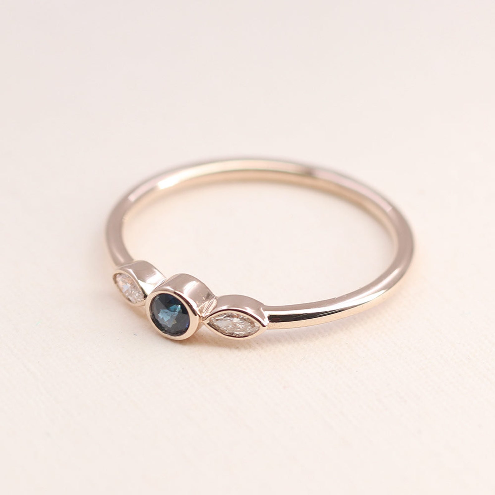 Stackable Sapphire Ring / Tiny Bezel Sapphire Band / Sapphire - Etsy