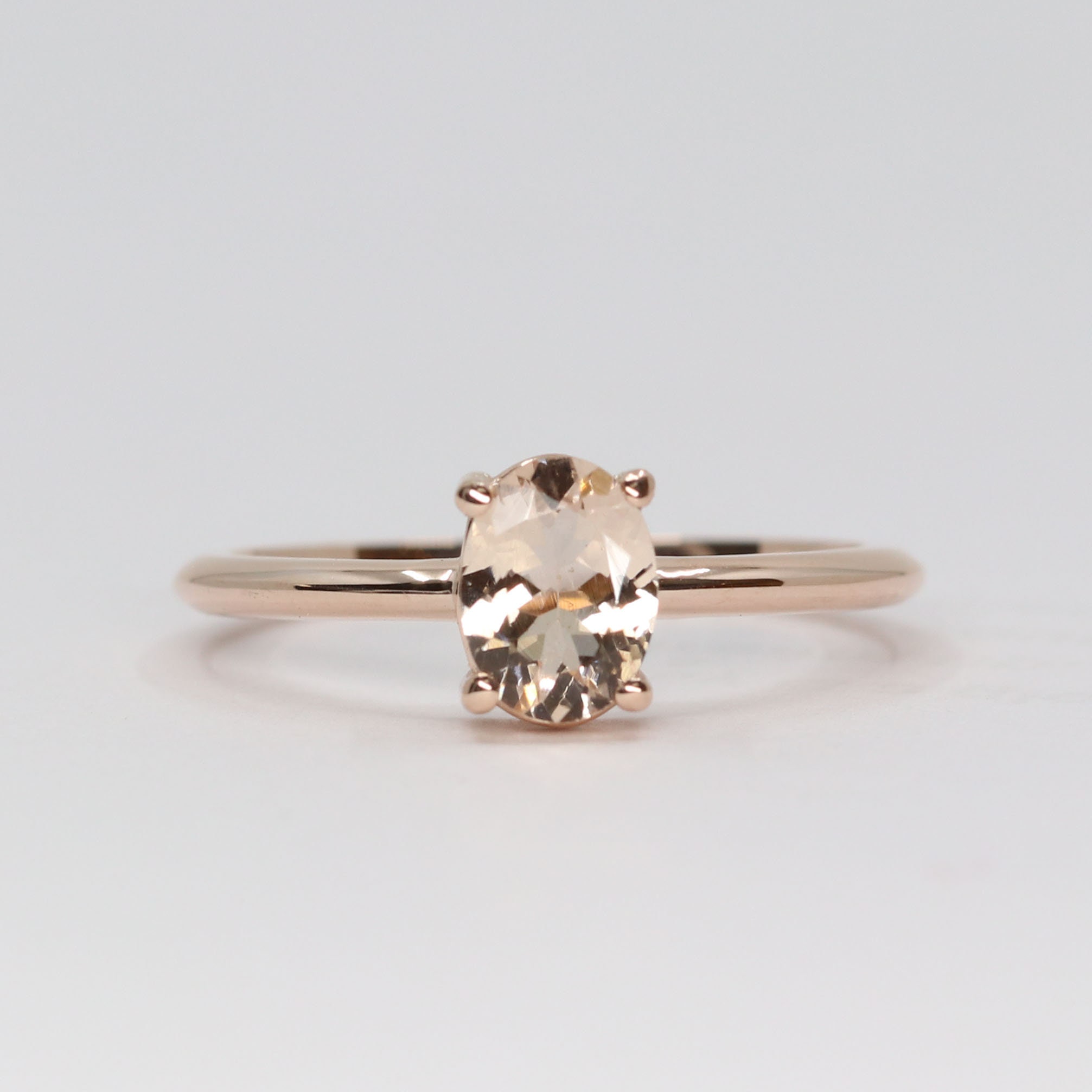 Oval Morganite Engagement Ring / Morganite Solitaire Wedding - Etsy