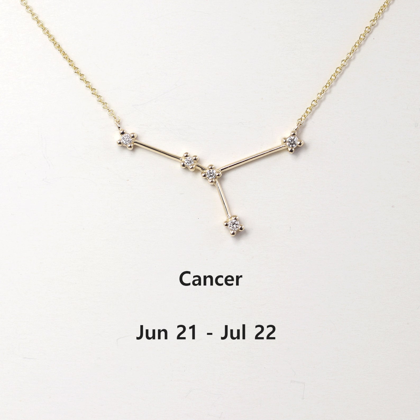 CANCER / Zodiac Sign Diamond Necklace / 14k Solid Gold - Etsy