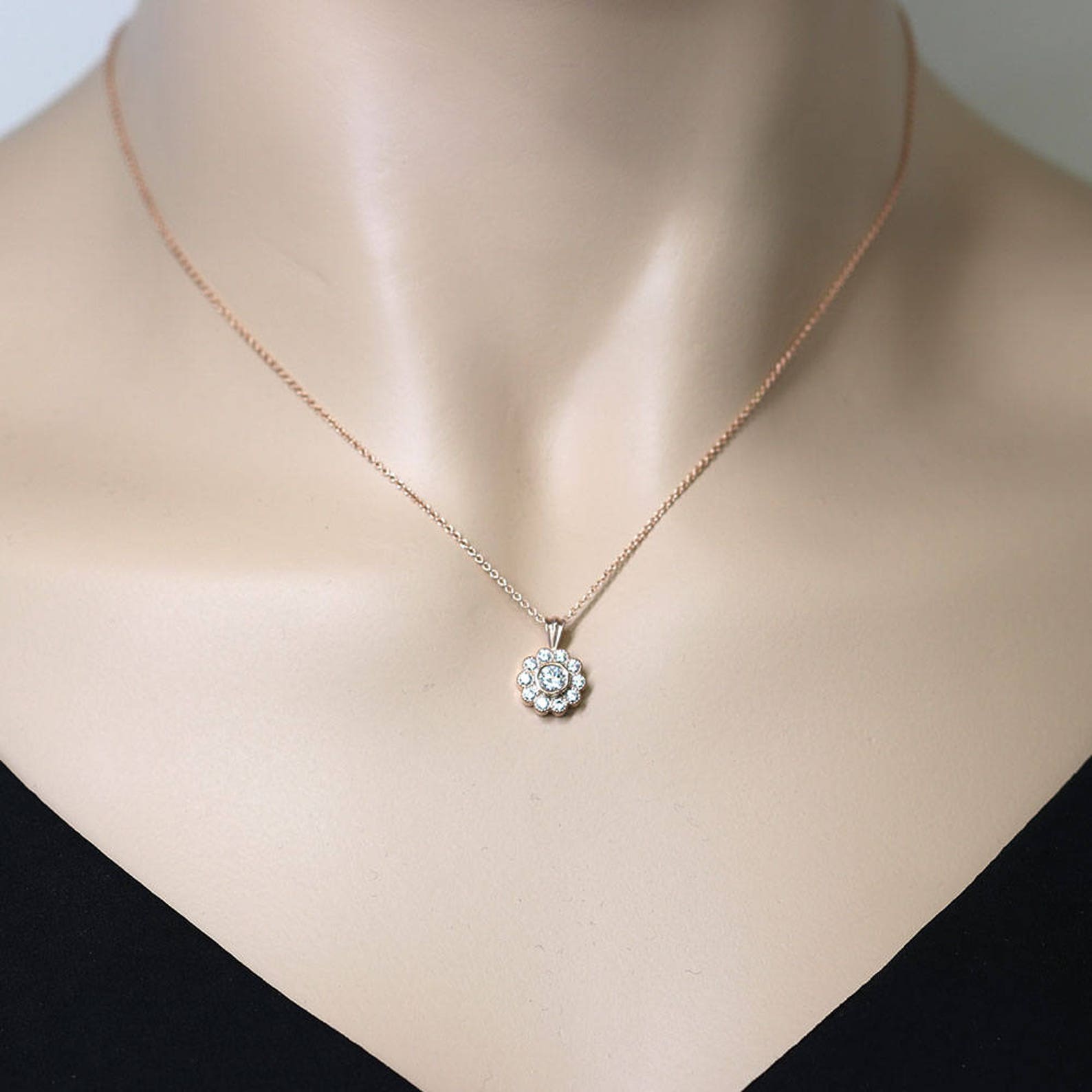 Bezel Diamond Necklace / 0.35ct Diamond Bezel Necklace / - Etsy