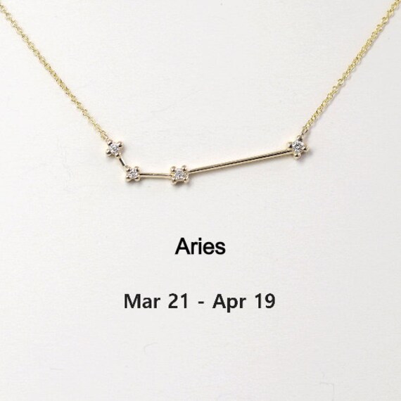 ARIES / Zodiac Sign Necklace Diamond Necklace.Solid 14k Gold | Etsy