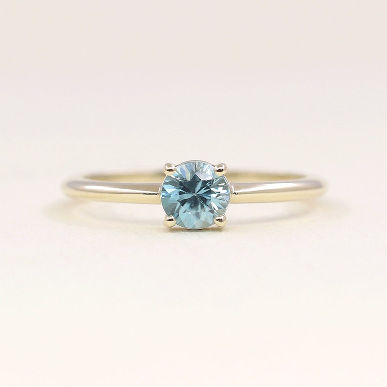 Blue Zircon Engagement Ring / December Birthstone Ring / 14k - Etsy