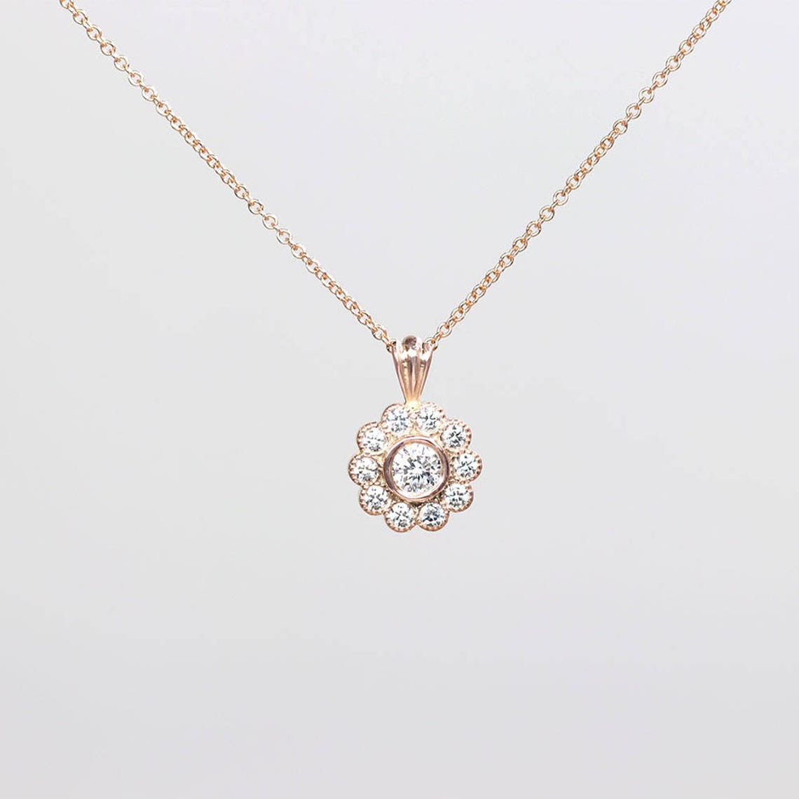 Bezel Diamond Necklace / 0.35ct Diamond Bezel Necklace / - Etsy